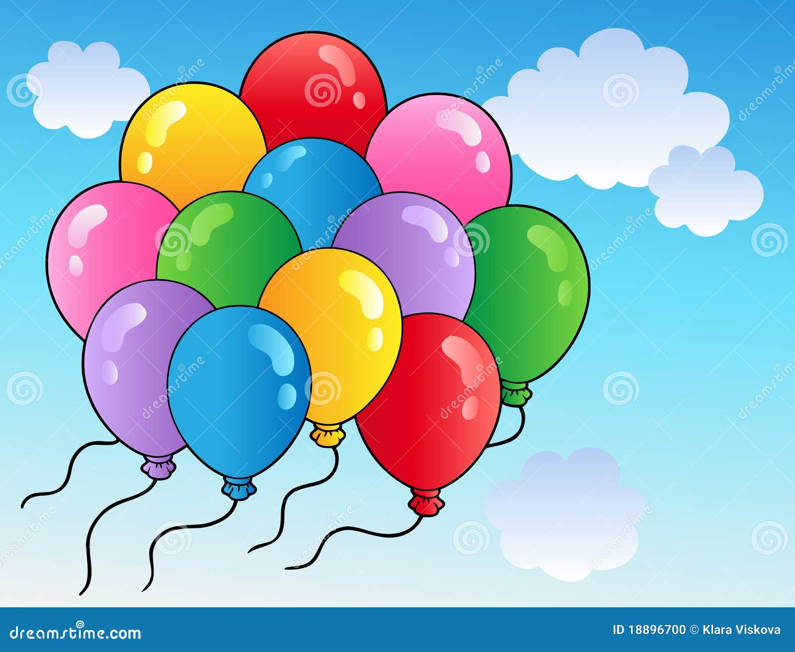 Blue Sky with Cartoon Balloons 2 Stock Vector - Illustration of ...