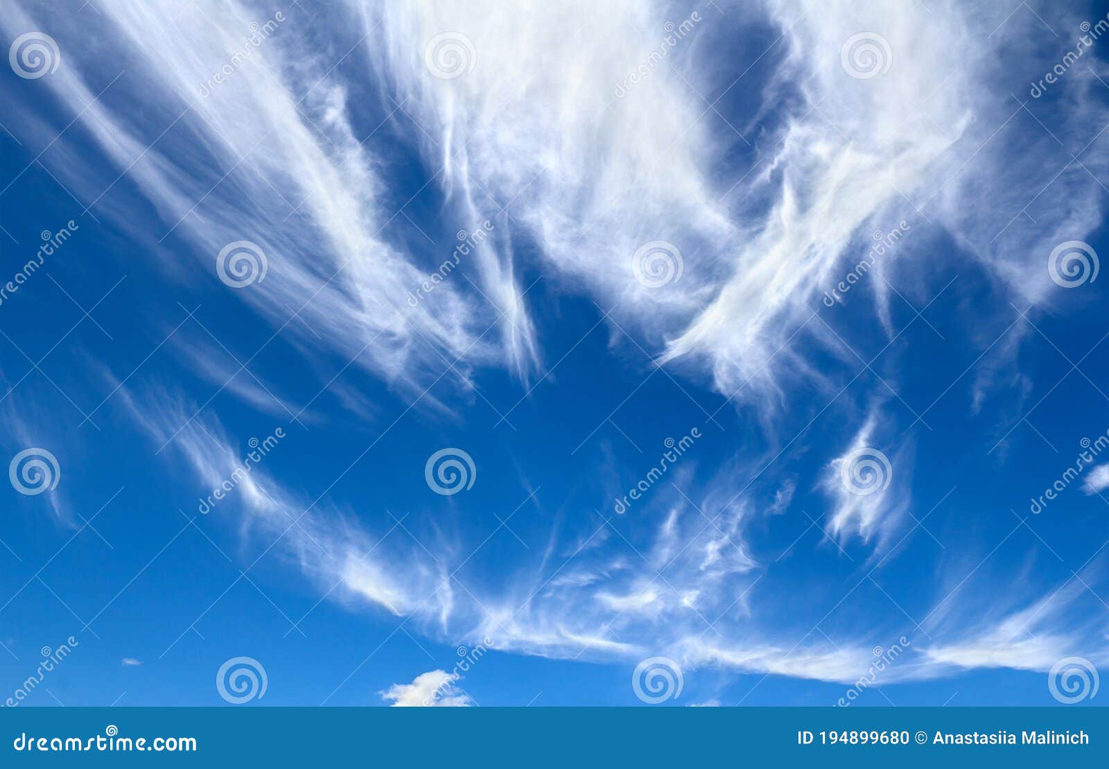 Blue Sky with Cirrus Clouds. the Clouds Occur at Very High Altitudes ...
