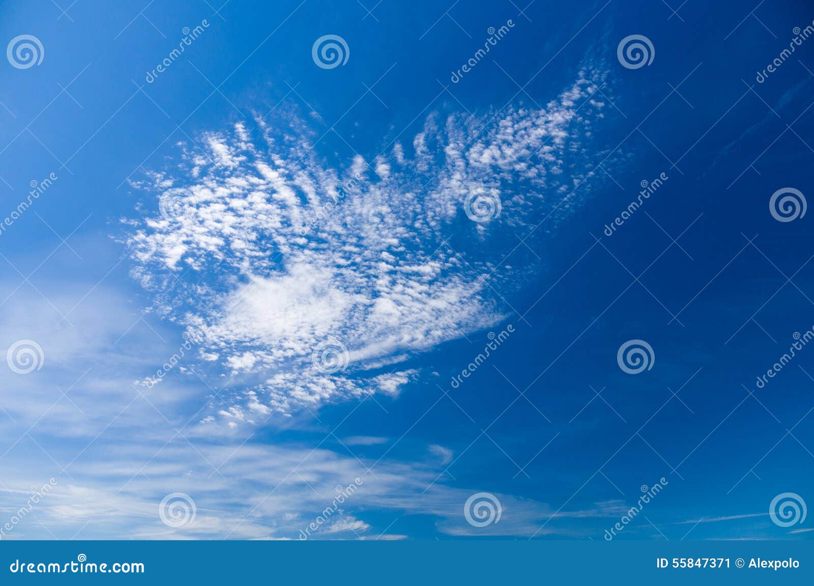 Blue Sky with Cirrus and Stratus Clouds Stock Image - Image of layer ...