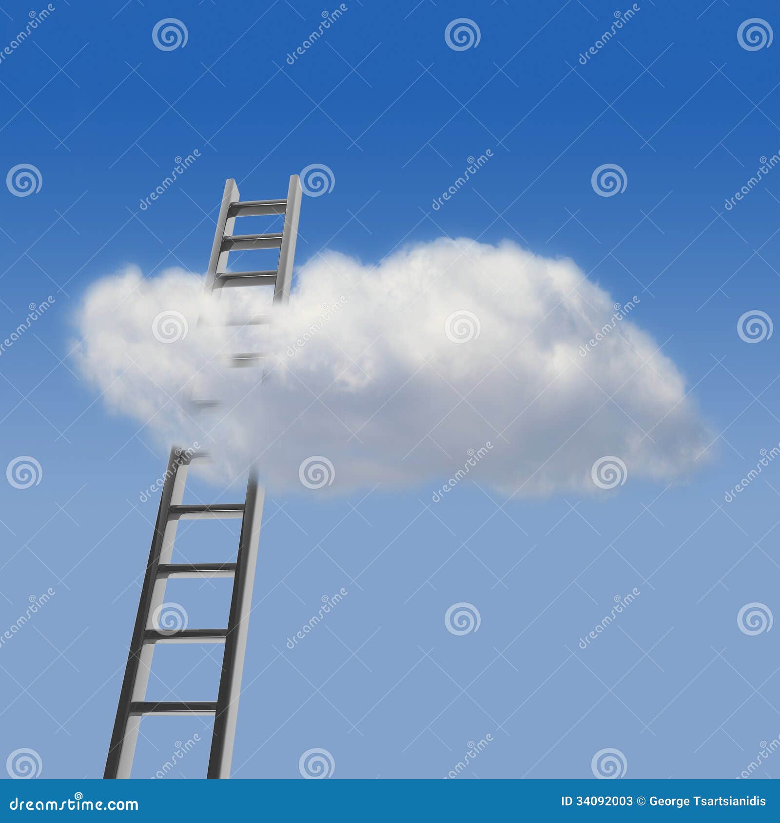 Blue Sky with Cloud and Ladder Stock Image - Image of concept, success ...