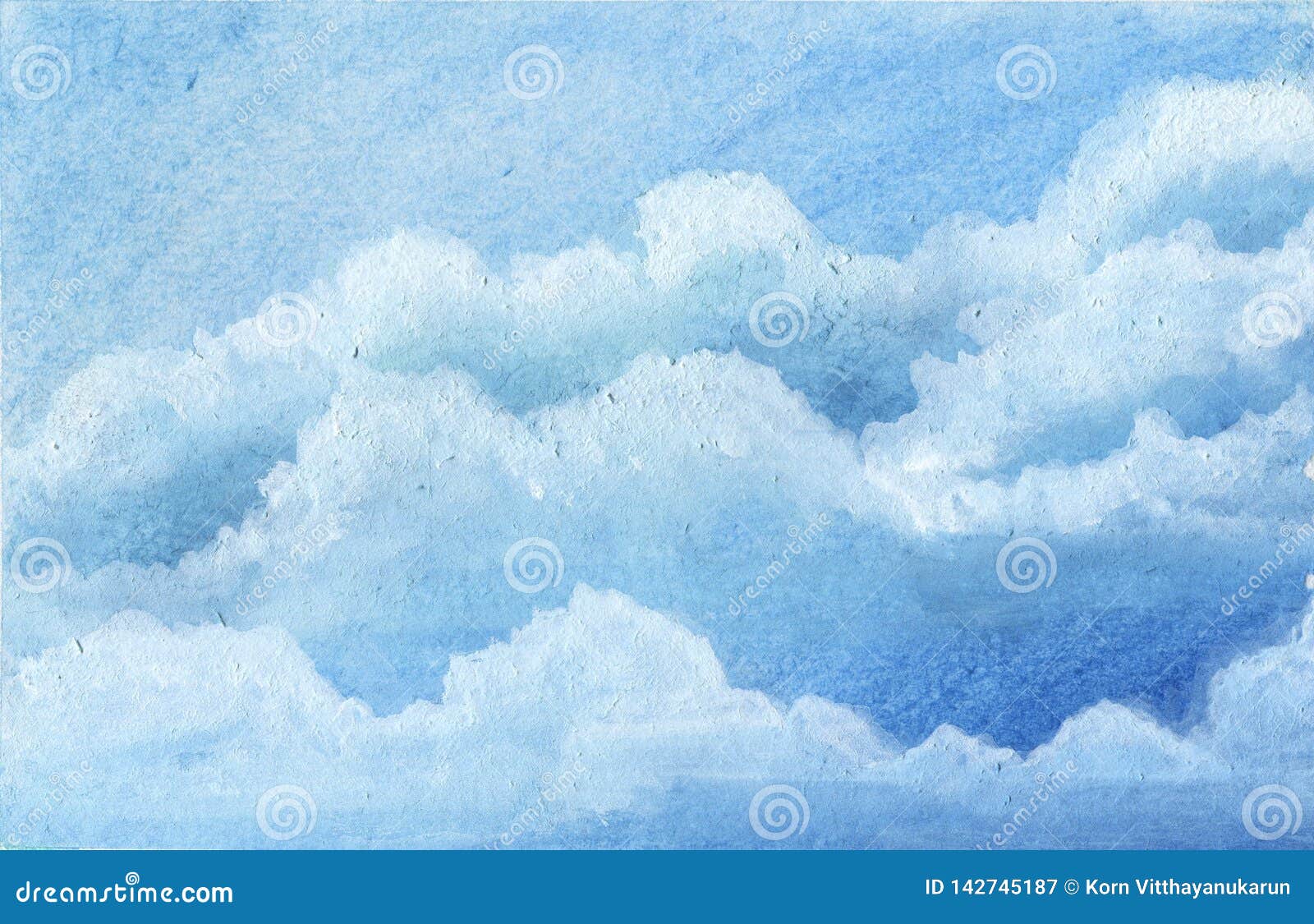 Blue Sky Cloud Water Color Painting Art Stock Illustration ... Blue Sky Cloud Water Color Painting Art Stock Illustration ...