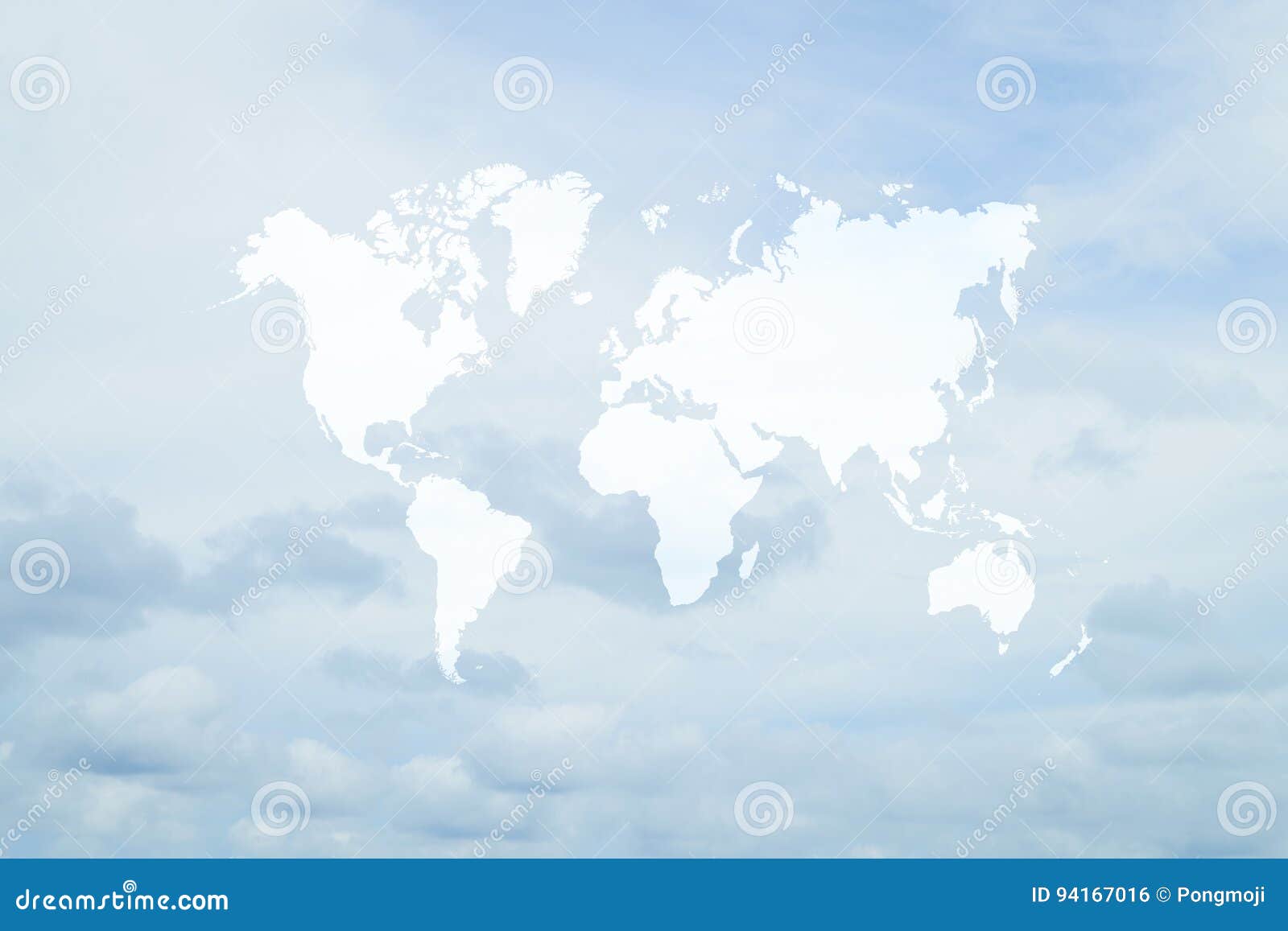 Blue Sky Cloud with World Map Stock Photo - Image of clear, natural ...