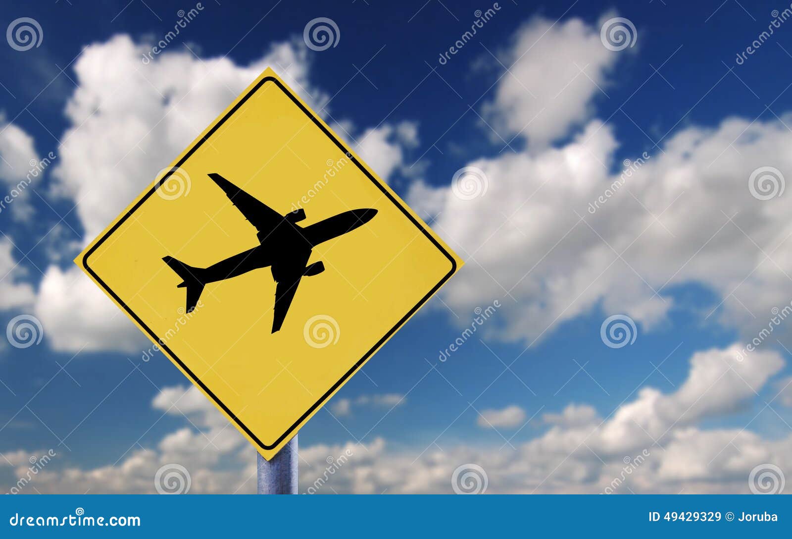 Blue Sky Clouds and Airplane Symbol Stock Image - Image of board ...