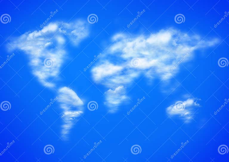 Blue Sky and Clouds As Worlwide Map Stock Illustration - Illustration ...