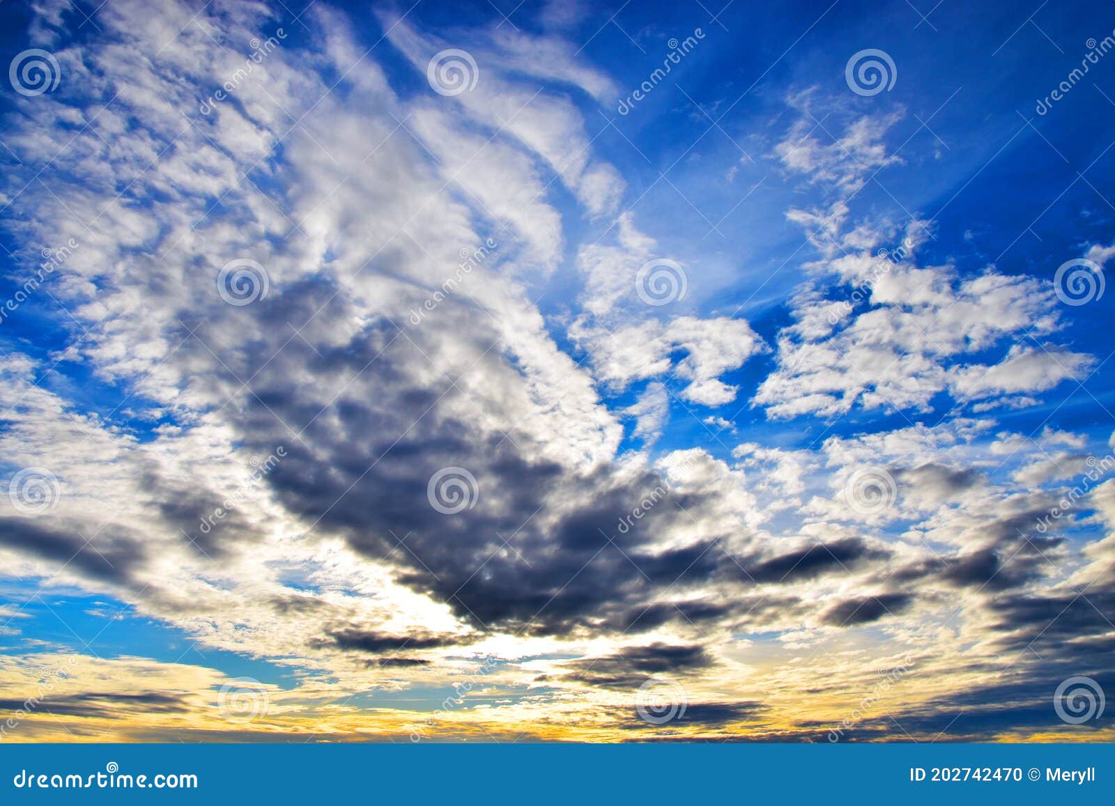 Blue Sky clouds HDR stock photo. Image of high, blue - 202742470
