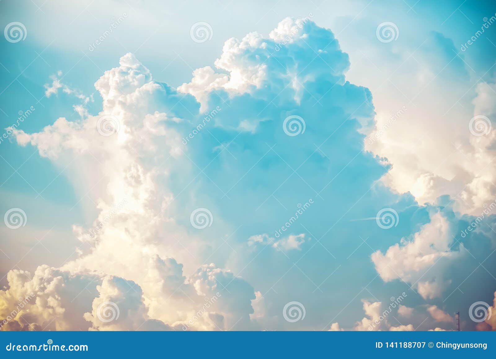 Blue Sky and Clouds Background, Retro Vintage Effect Style Stock Image ...