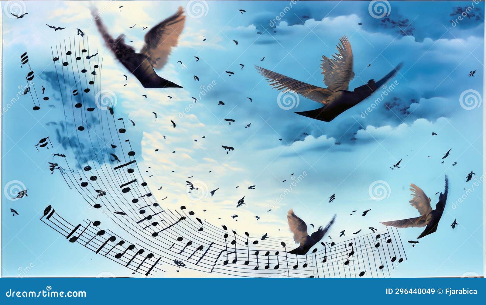 Blue Sky with Clouds with Bird and Musical Stock Image - Image of ...