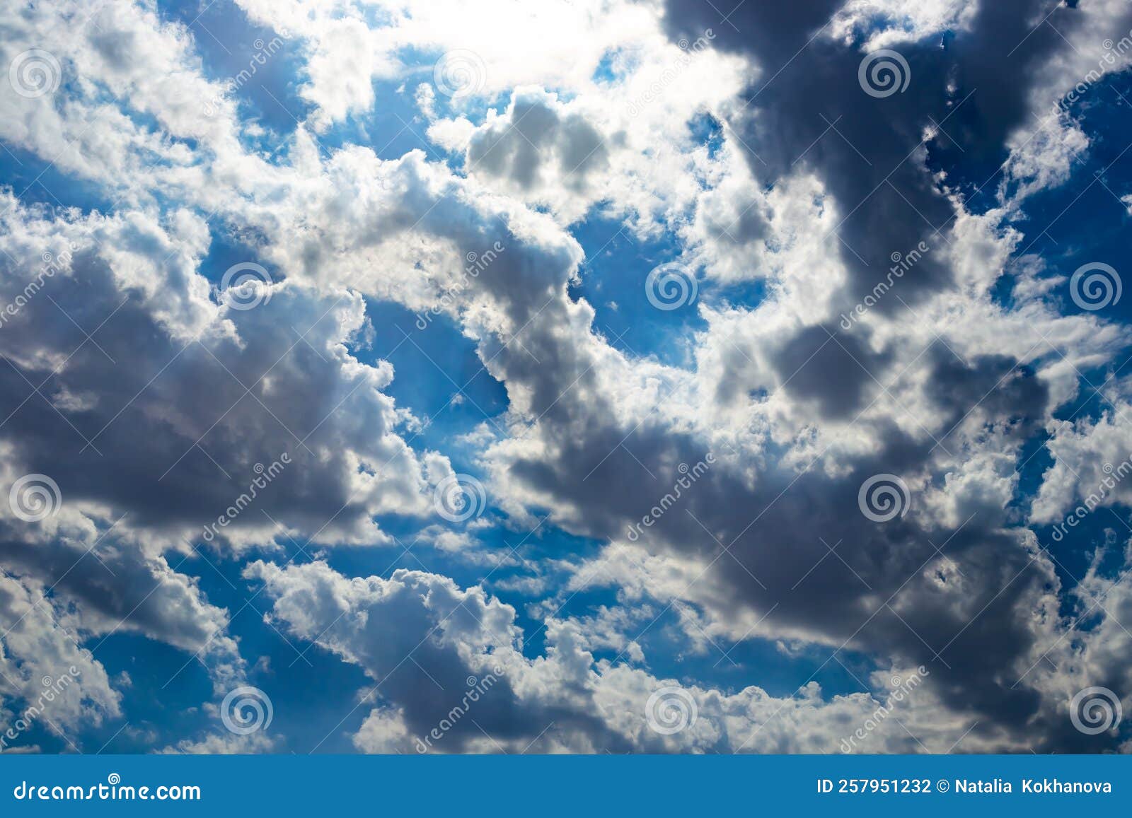 Blue Sky with Clouds, Bright Contrast Background Stock Photo - Image of ...