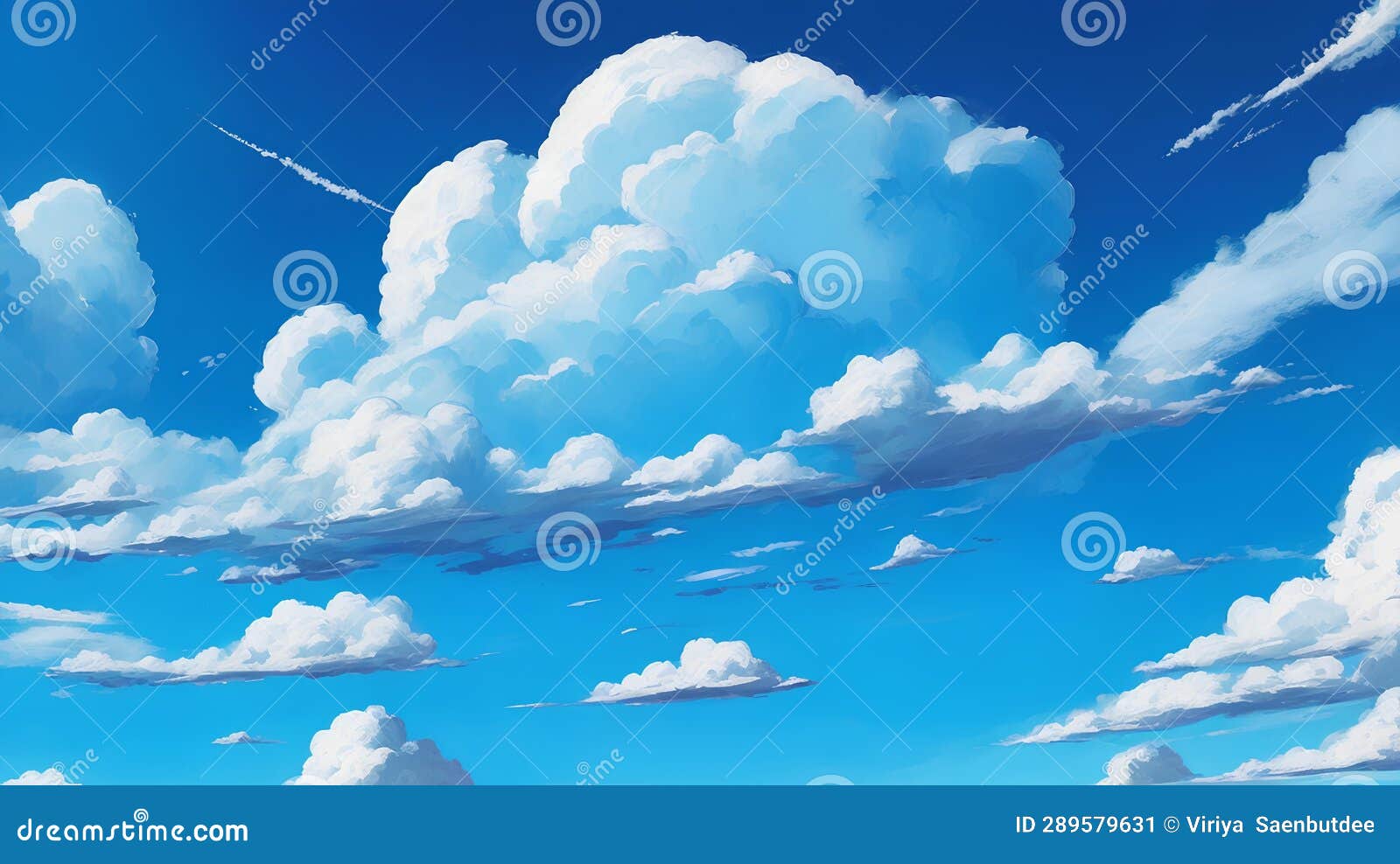 Blue Sky and Clouds Comic Style Stock Illustration - Illustration of ...