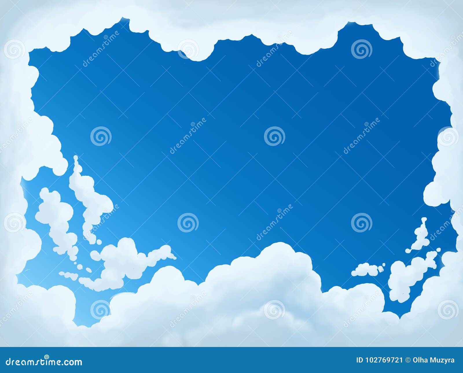 Blue Sky with Clouds. Frame Clouds Stock Illustration - Illustration of ...
