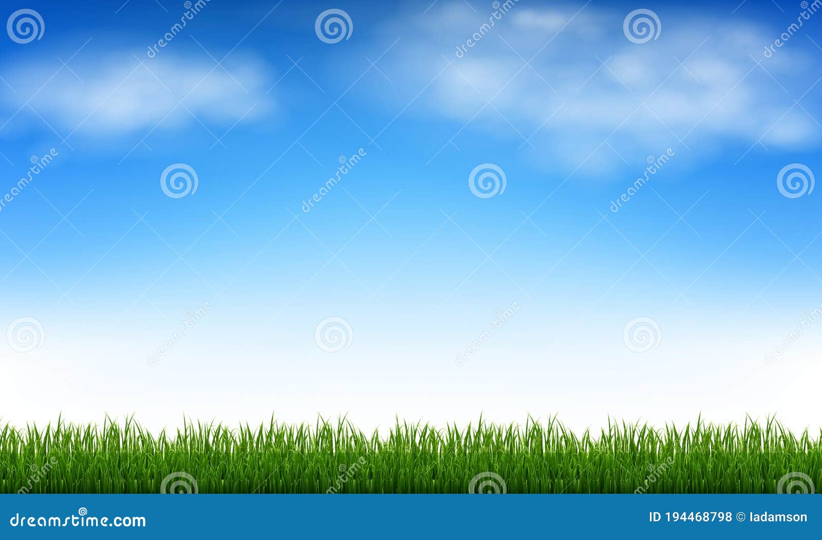 Blue Sky and Clouds and Green Grass Stock Vector - Illustration of ...