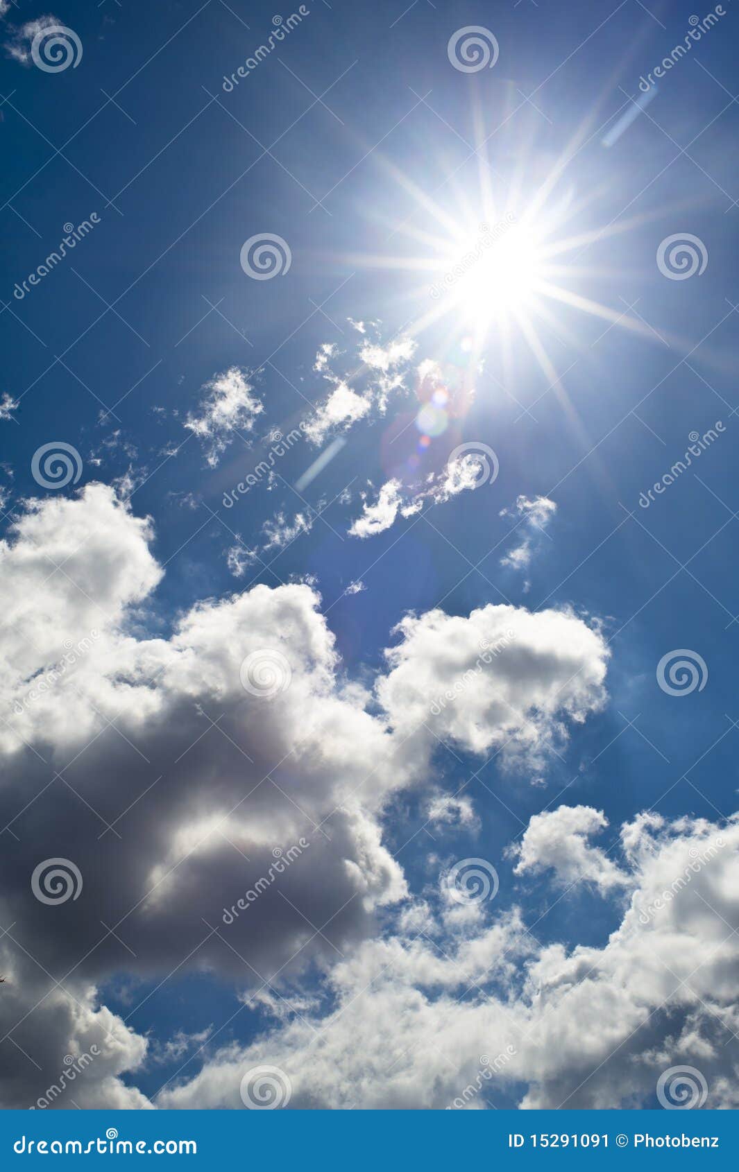 Blue Sky with Clouds - Hot Sun Stock Image - Image of sunray, outdoors ...