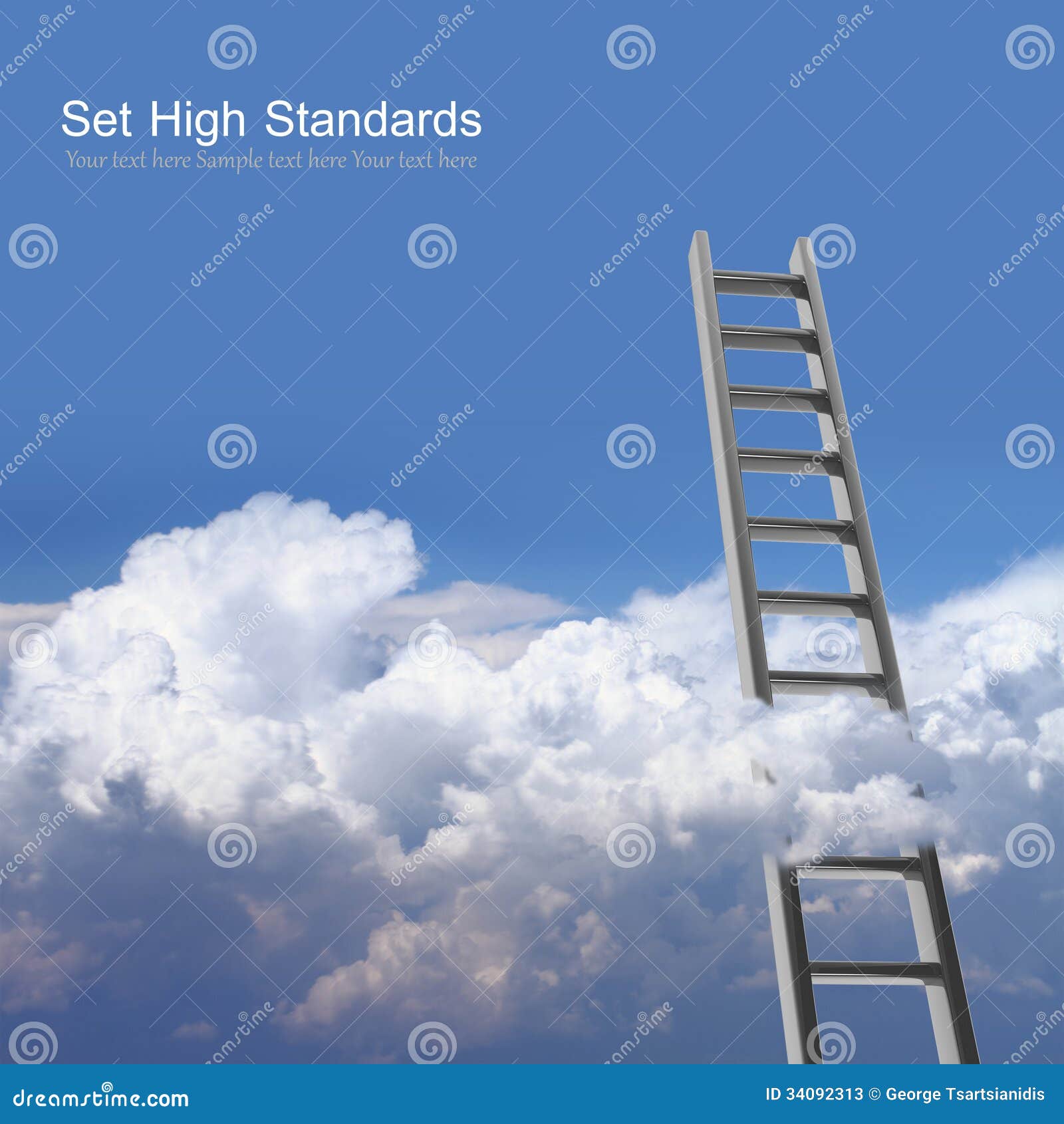 Blue Sky with Clouds and Ladder Stock Image - Image of expectations ...