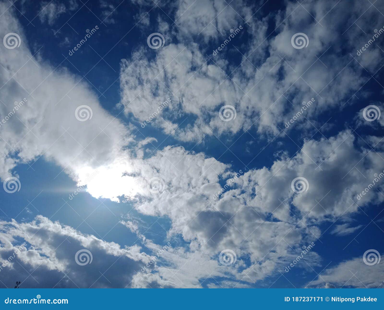 Blue Sky and Clouds Light from the Sun Left Image Natural Background ...
