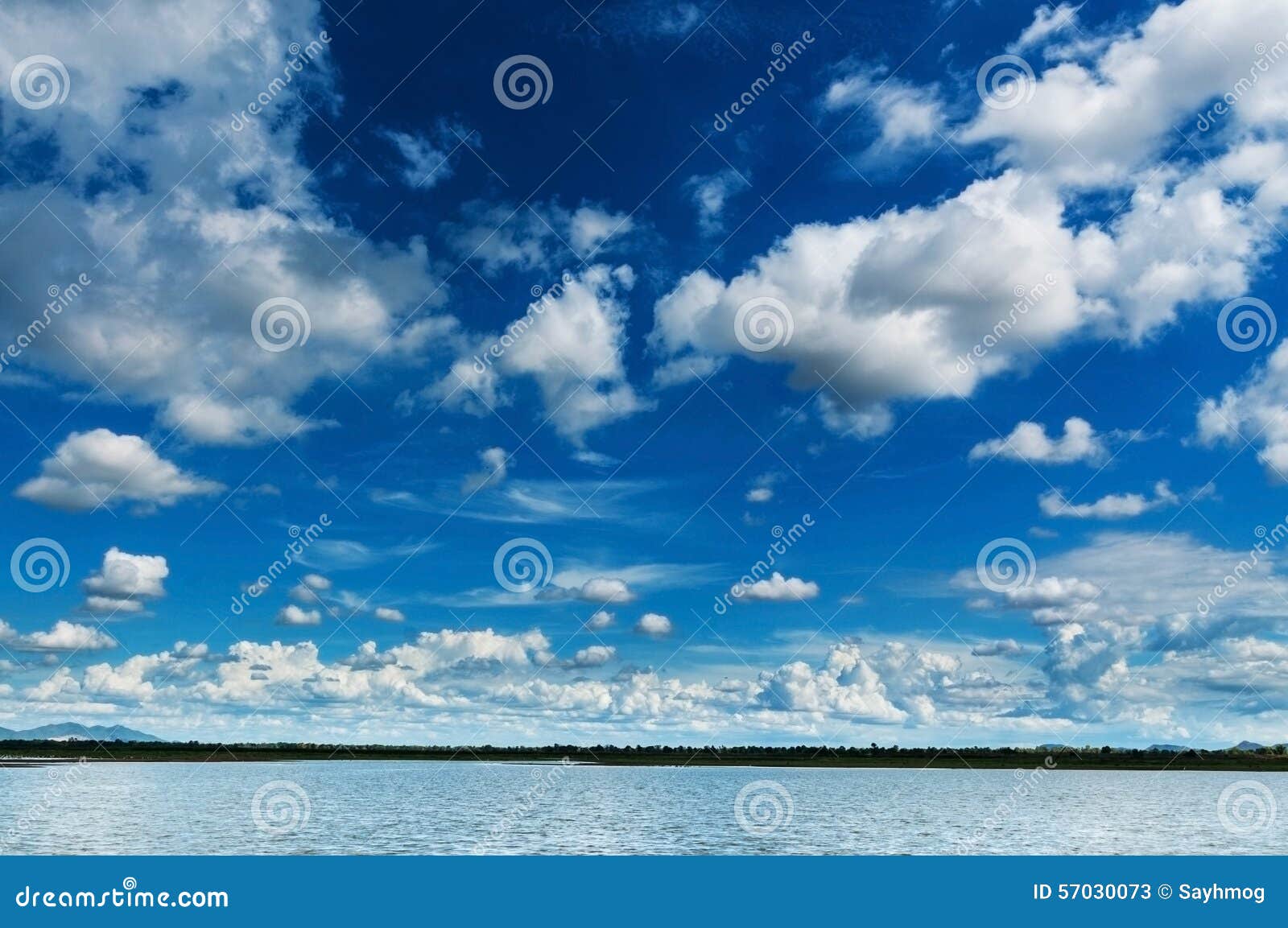 Blue Sky with Clouds and Marsh Stock Image - Image of cloudy, copy ...
