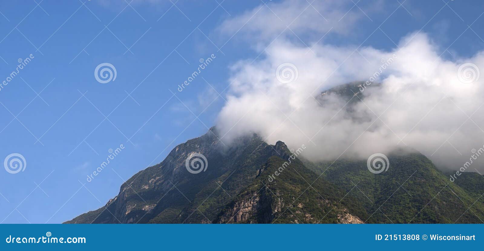 Blue Sky Clouds, Mountain Panoramic or Panorama Stock Photo - Image of ...