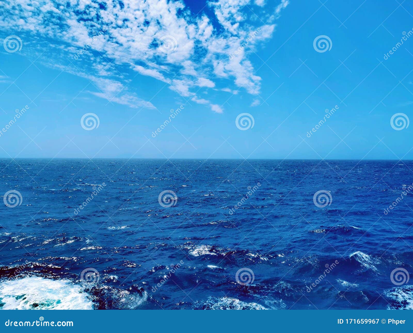 Blue sky, clouds and ocean stock image. Image of clouds - 171659967