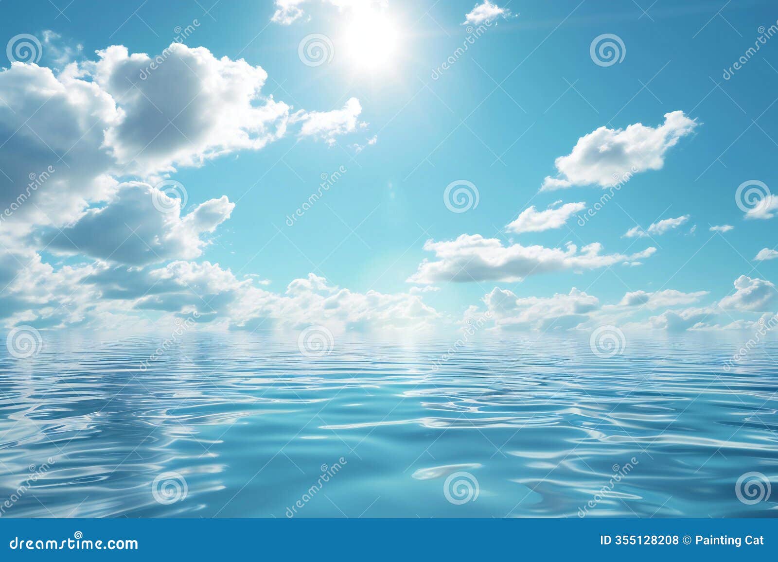 Blue Sky with Clouds Reflected in Water Surface, Stock Illustration ...