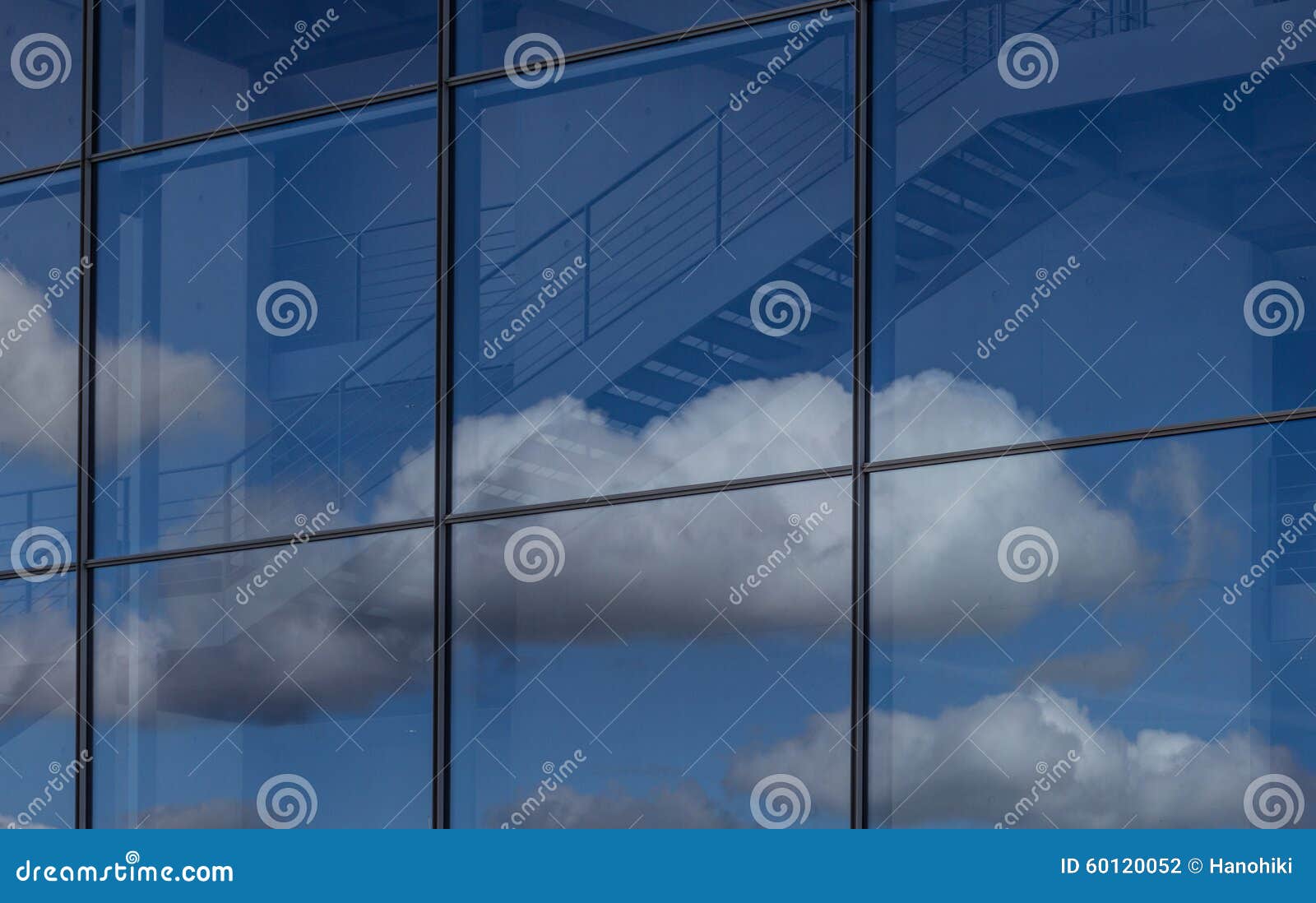 Blue Sky and Clouds Reflection in Office Building Window Stock Photo ...