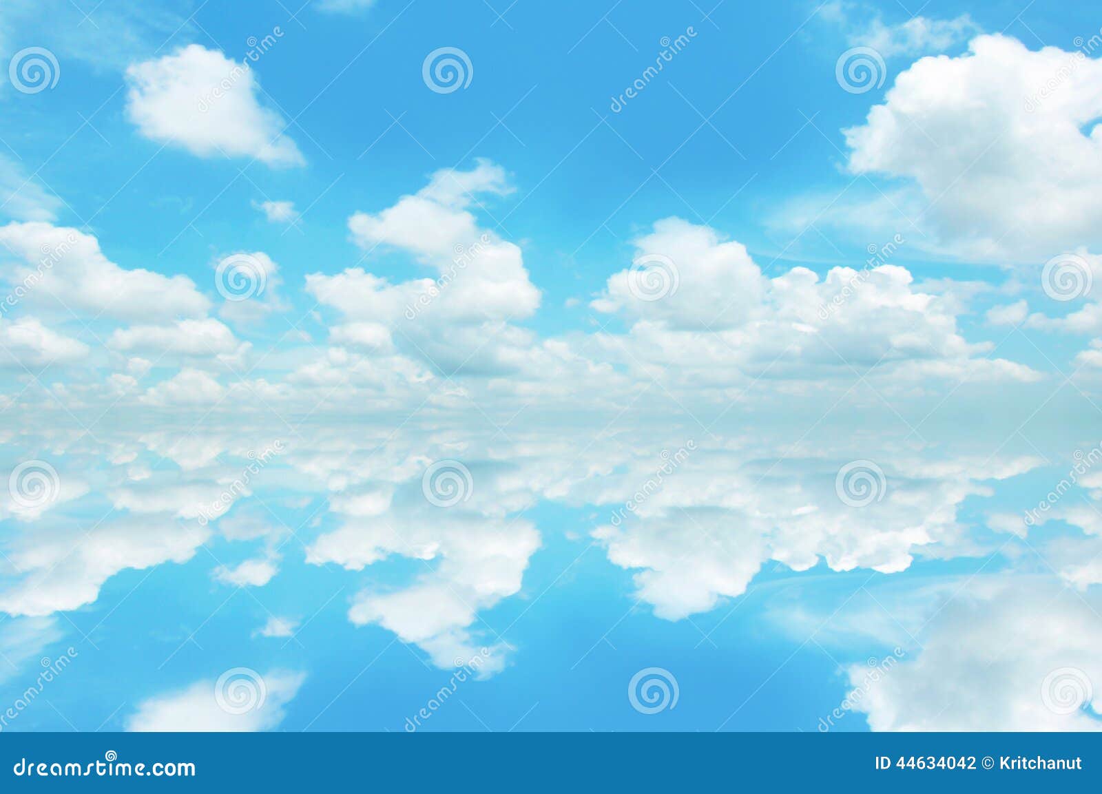Blue Sky and Clouds with Reflection on Sea Water Stock Photo - Image of ...