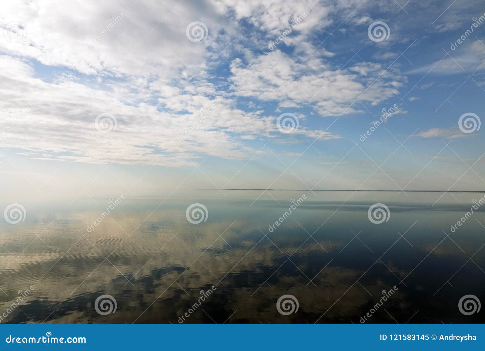 Blue Sky with Clouds Reflection in Water Stock Image - Image of harmony ...
