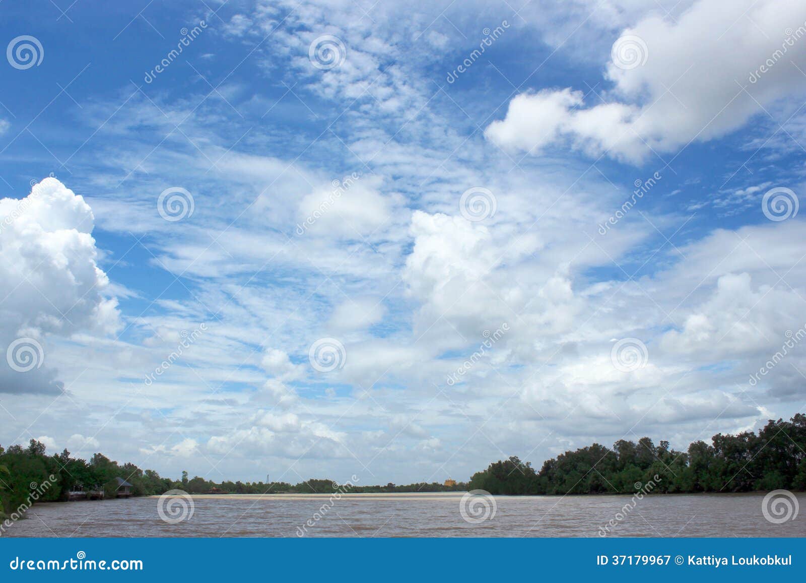 Blue Sky with Clouds and River Stock Image - Image of daylight, space ...
