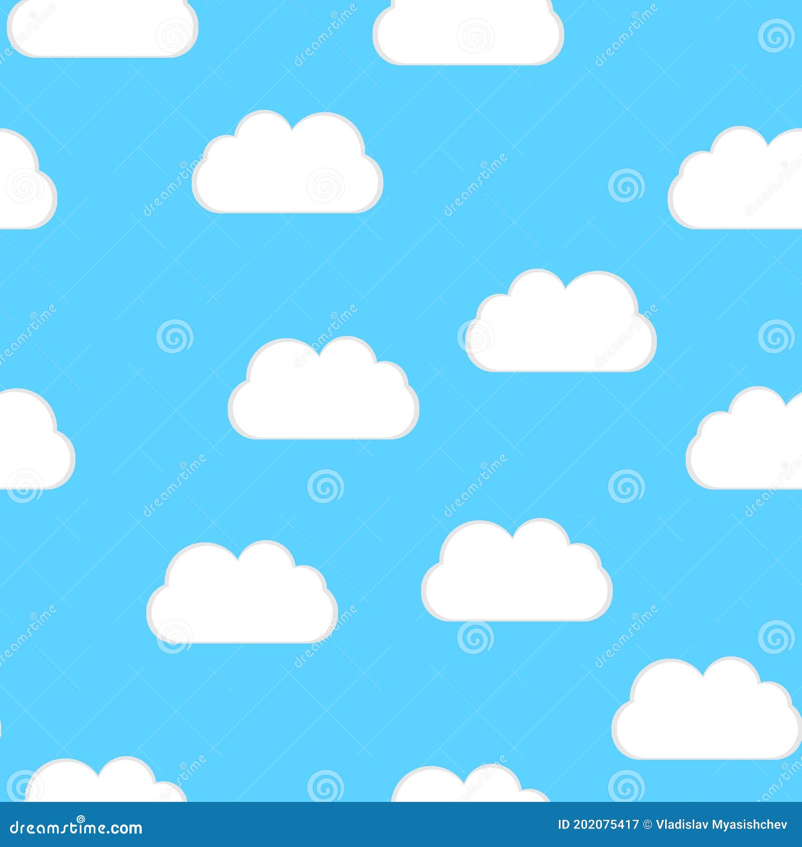 Blue Sky with Clouds Seamless Pattern Stock Illustration - Illustration of cover, cloud: 202075417