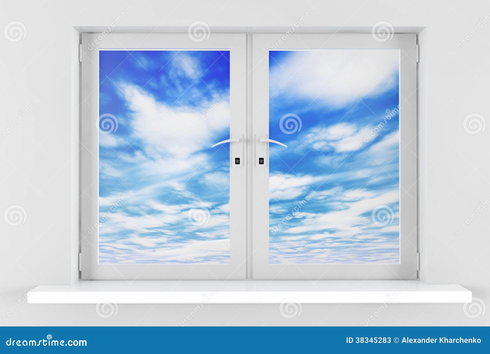 Blue Sky with Clouds Seen through Window Stock Image - Image of clear ...