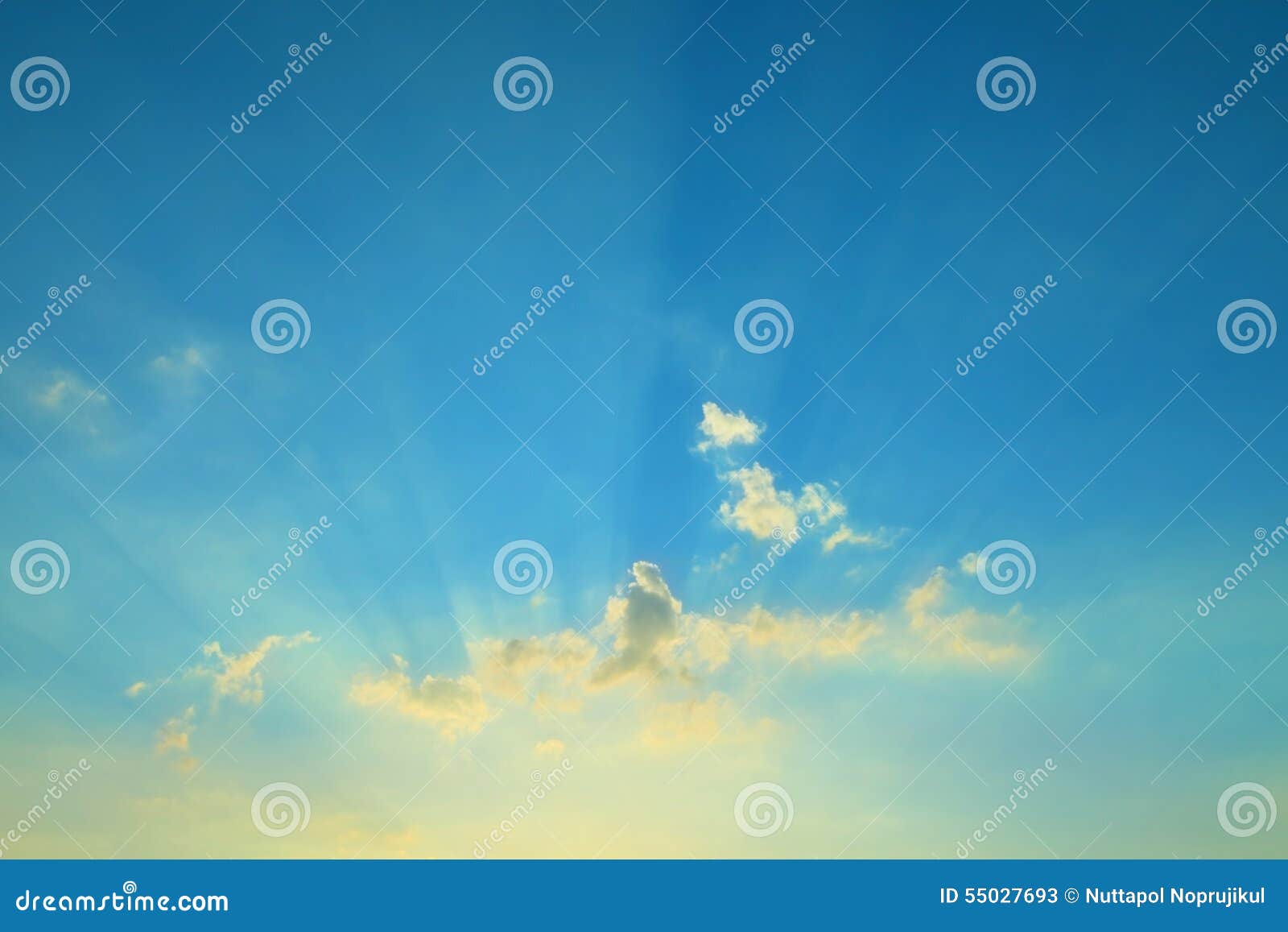 Blue Sky with Clouds and Sun Rays Stock Image - Image of beauty, fluffy ...