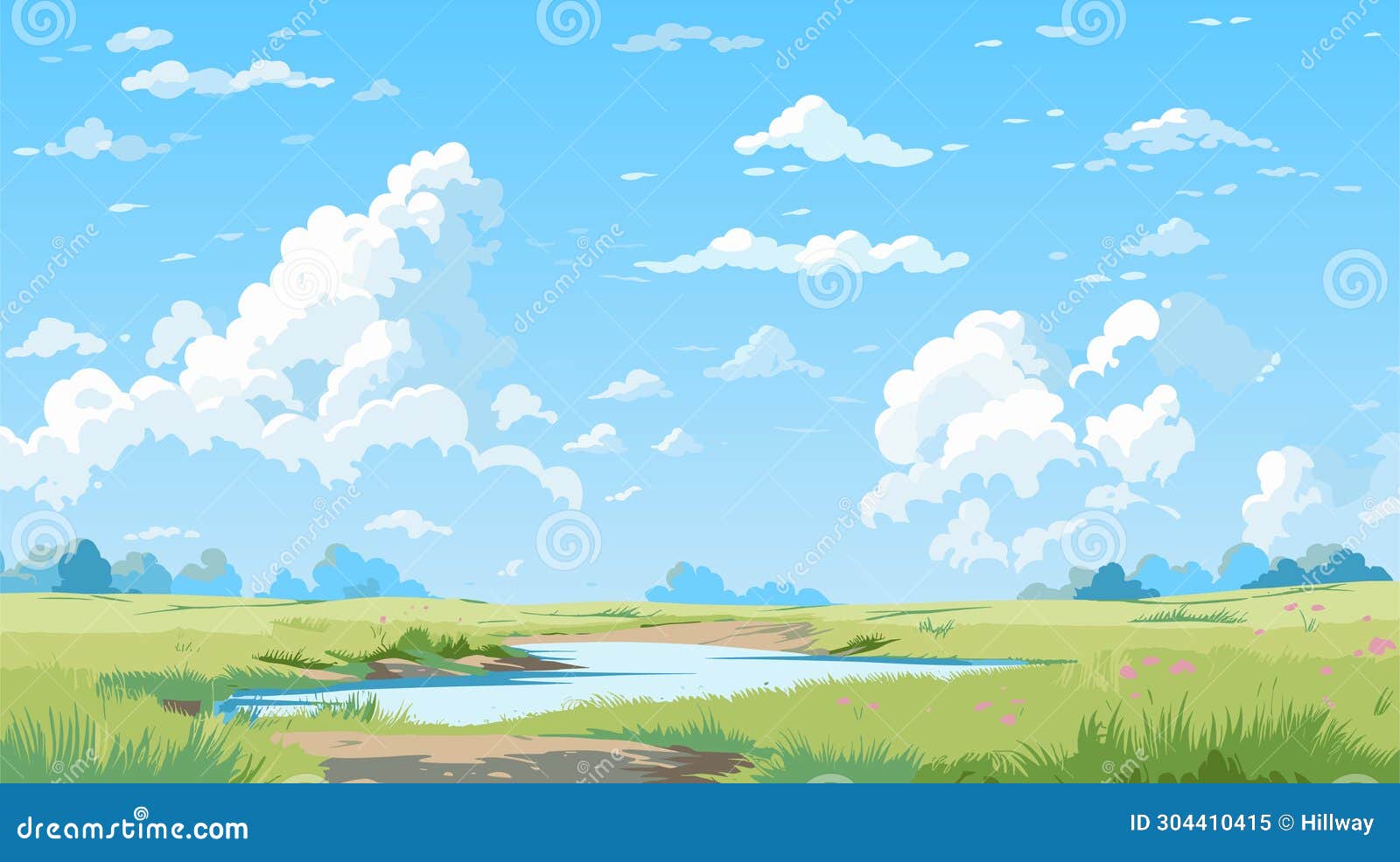 Blue Sky Clouds Sunny Day. Background Design, Vector Stock Illustration ...
