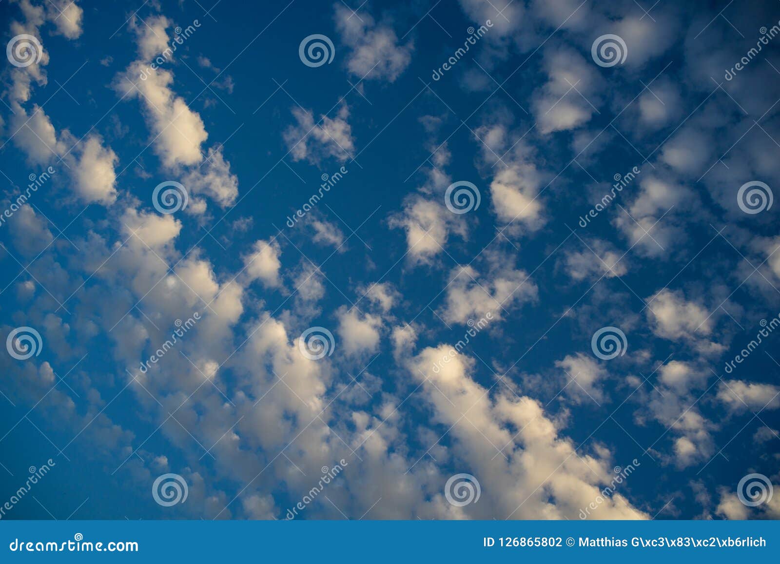 Blue Sky with Clouds at Sunset Stock Photo - Image of cumulus, color ...