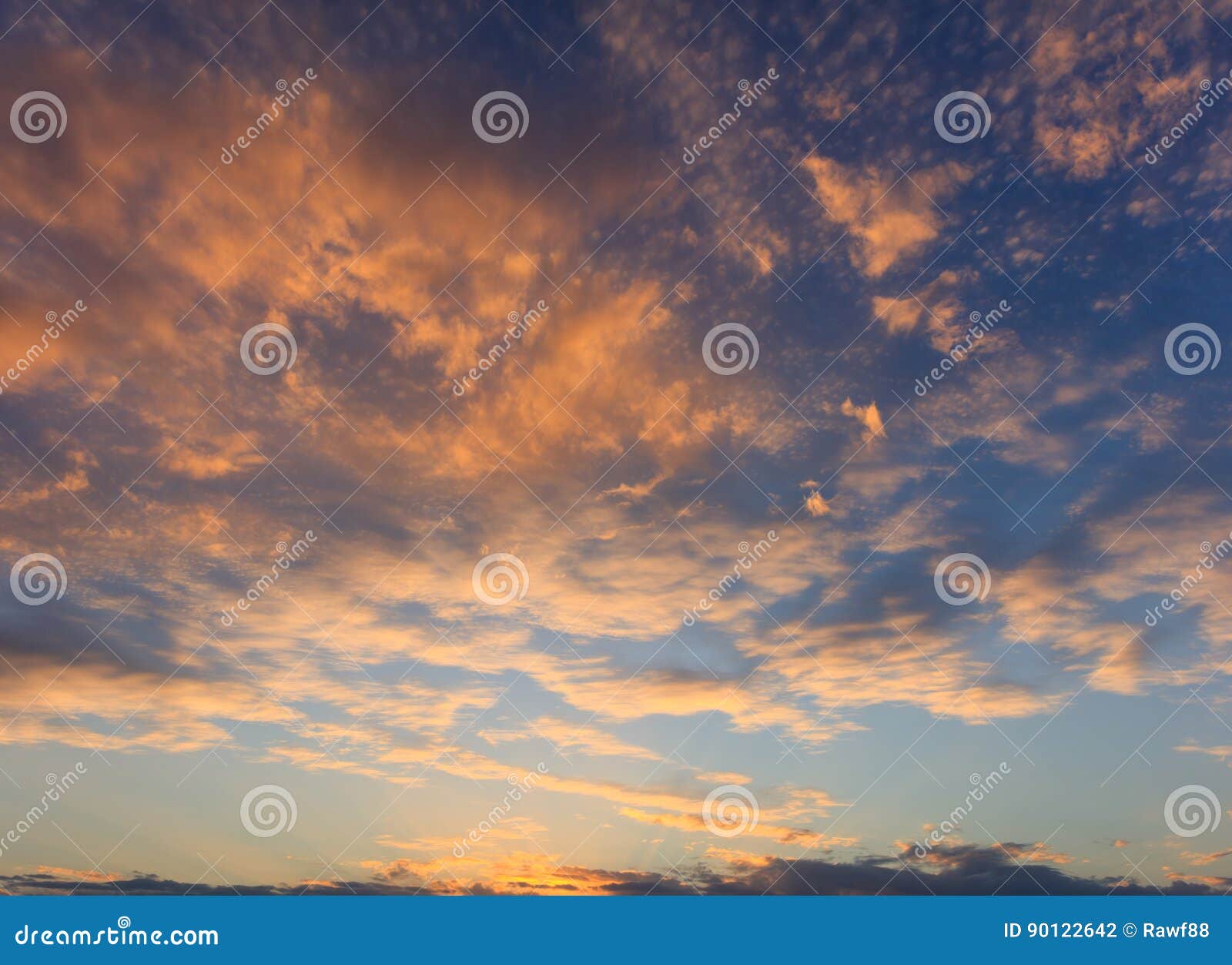 Blue Sky and Clouds at Sunset Stock Photo - Image of evening, ocean ...
