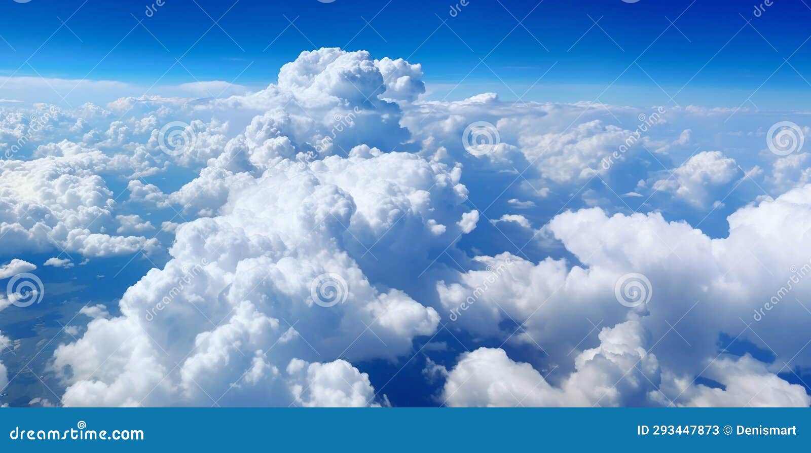 Blue Sky with Clouds View from Airplane Window.Wide View.AI Generative ...