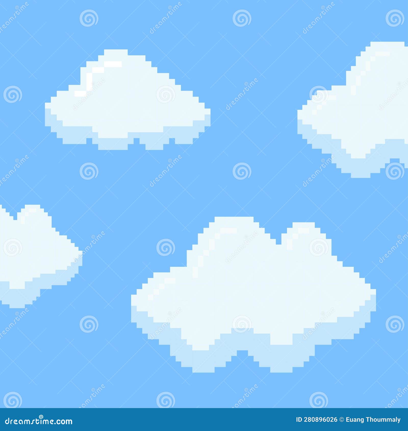 Blue Sky Cloudy Pixel Art, Pixel Clouds. Stock Vector - Illustration of ...