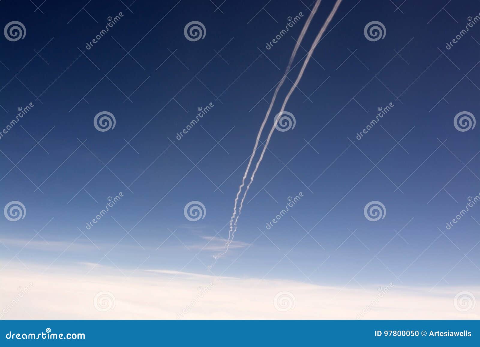 Blue sky and contrail stock photo. Image of human, beauty - 97800050