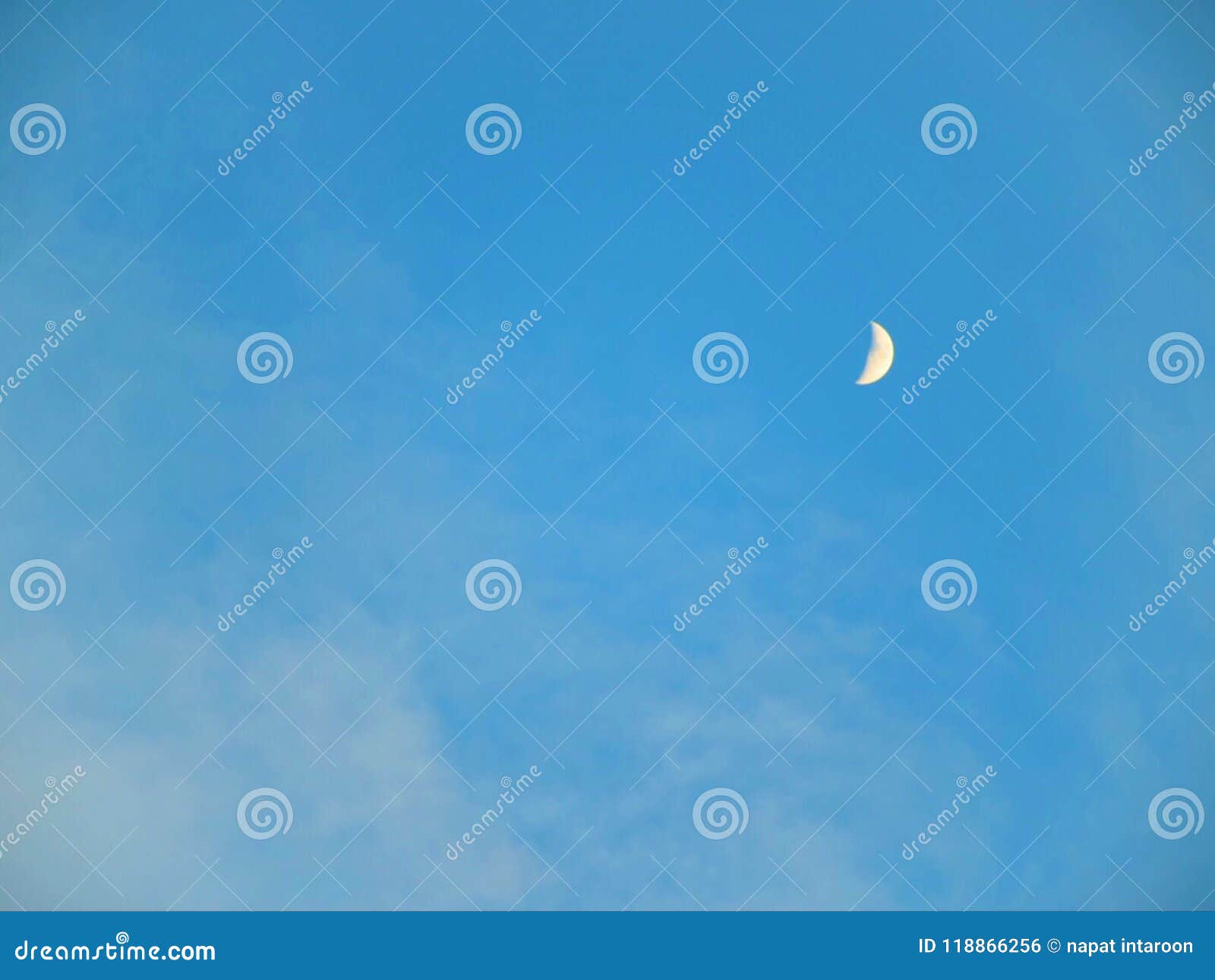 Blue Sky and crescent stock photo. Image of color, evening - 118866256