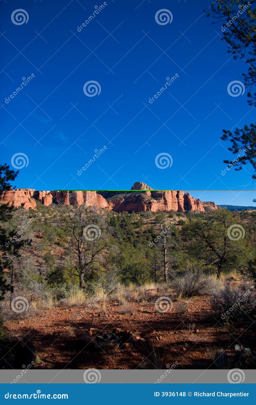 Blue sky and desert rocks stock photo. Image of back, rock - 3936148