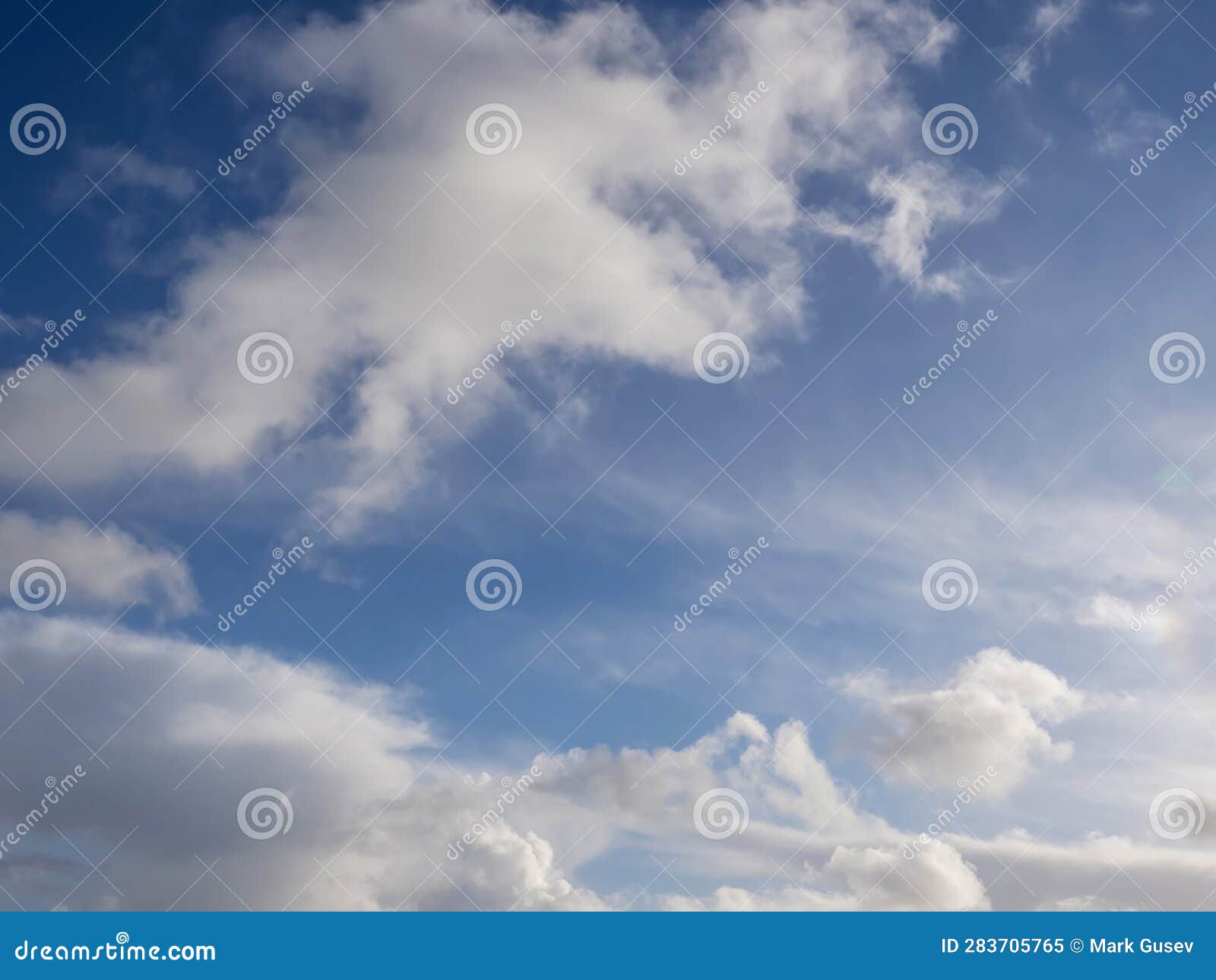 Blue Sky with Different Shape Clouds. Nature Background for Design ...