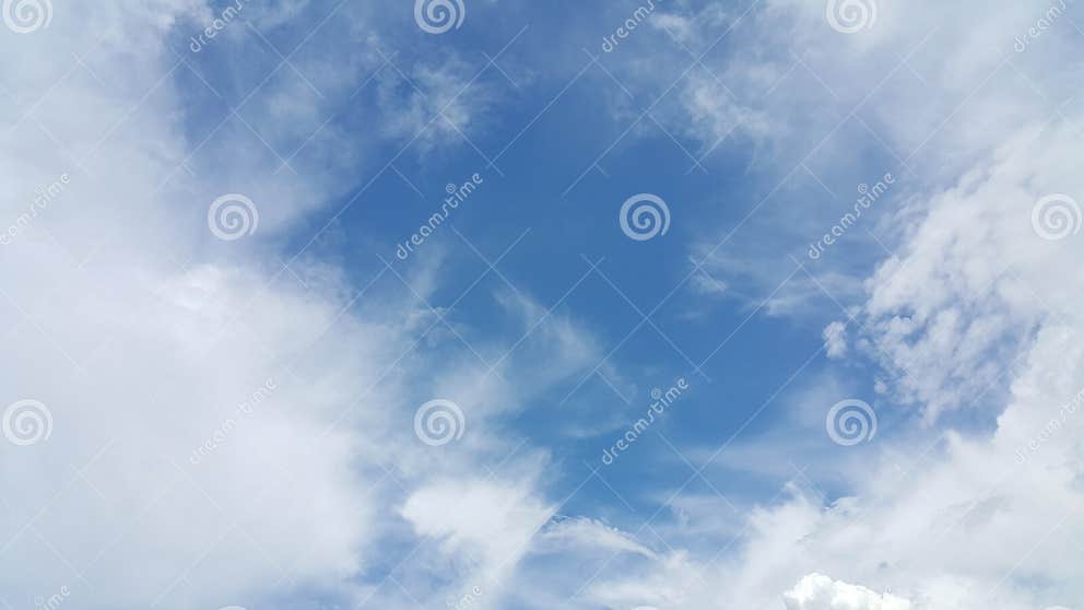 Blue Sky and the Diffuse Clouds. Stock Photo - Image of happy, line ...