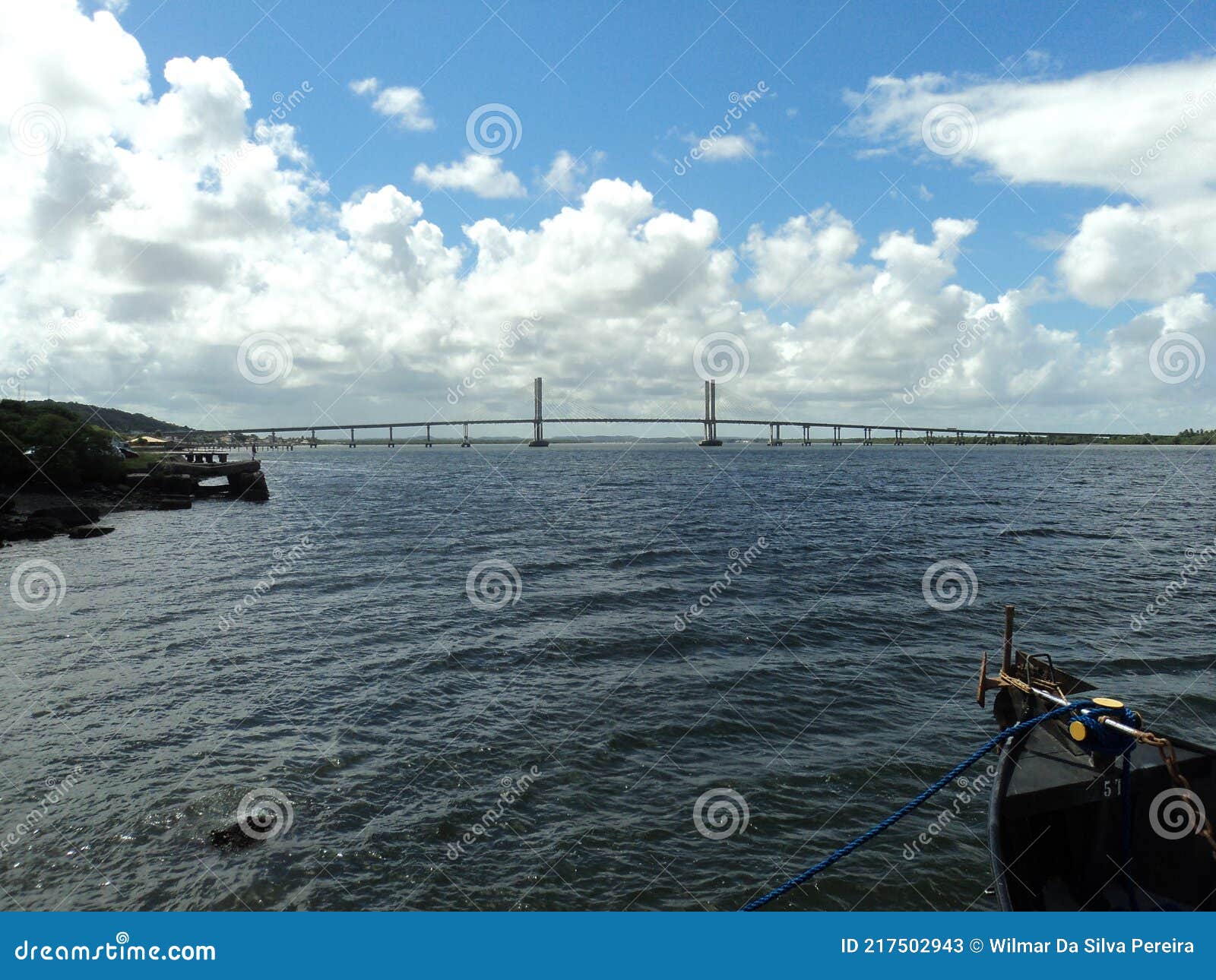 Blue Sky, Elevation Bridge of Barra Dos Coqueiros, Atlantic Ocean, Prow ...