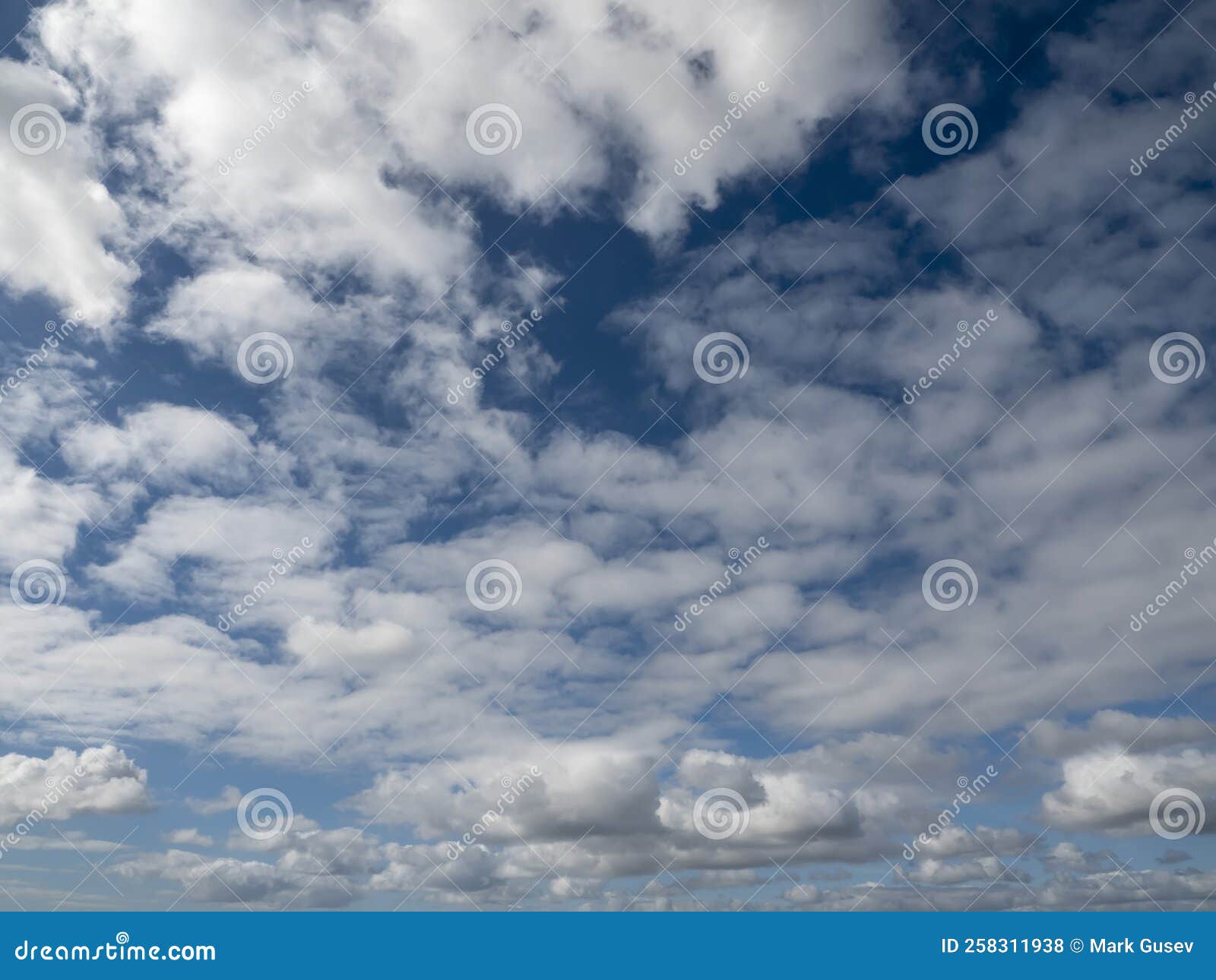 Blue Sky with Fluffy Clouds of Different Shapes. Nature Background for ...