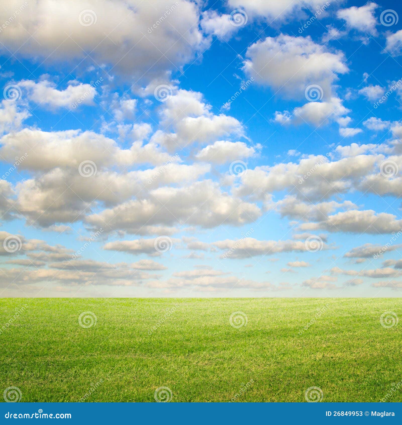 Blue sky and green meadow stock image. Image of meadow - 26849953