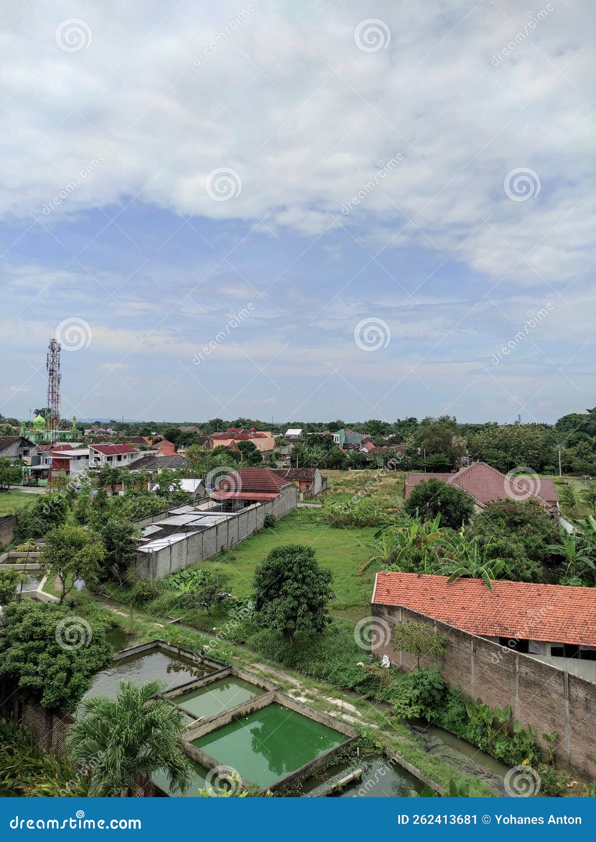 Blue Sky with Green Nature Backyard Views Stock Image - Image of green ...