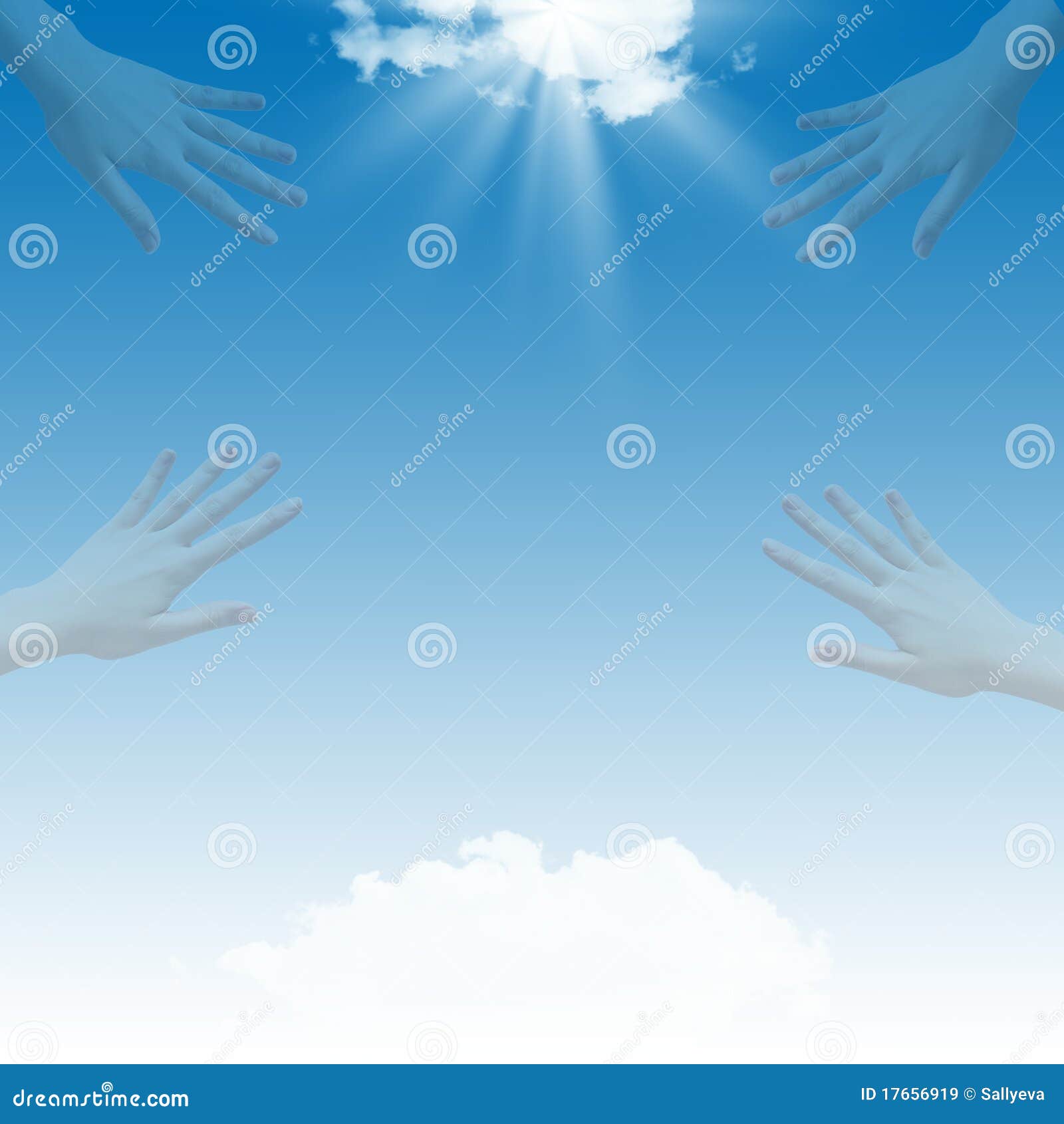 Blue sky and hands stock illustration. Illustration of environment ...