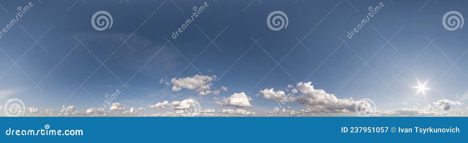 Blue Sky Hdr 360 Panorama with White Beautiful Clouds in Seamless Projection with Zenith for Use ...
