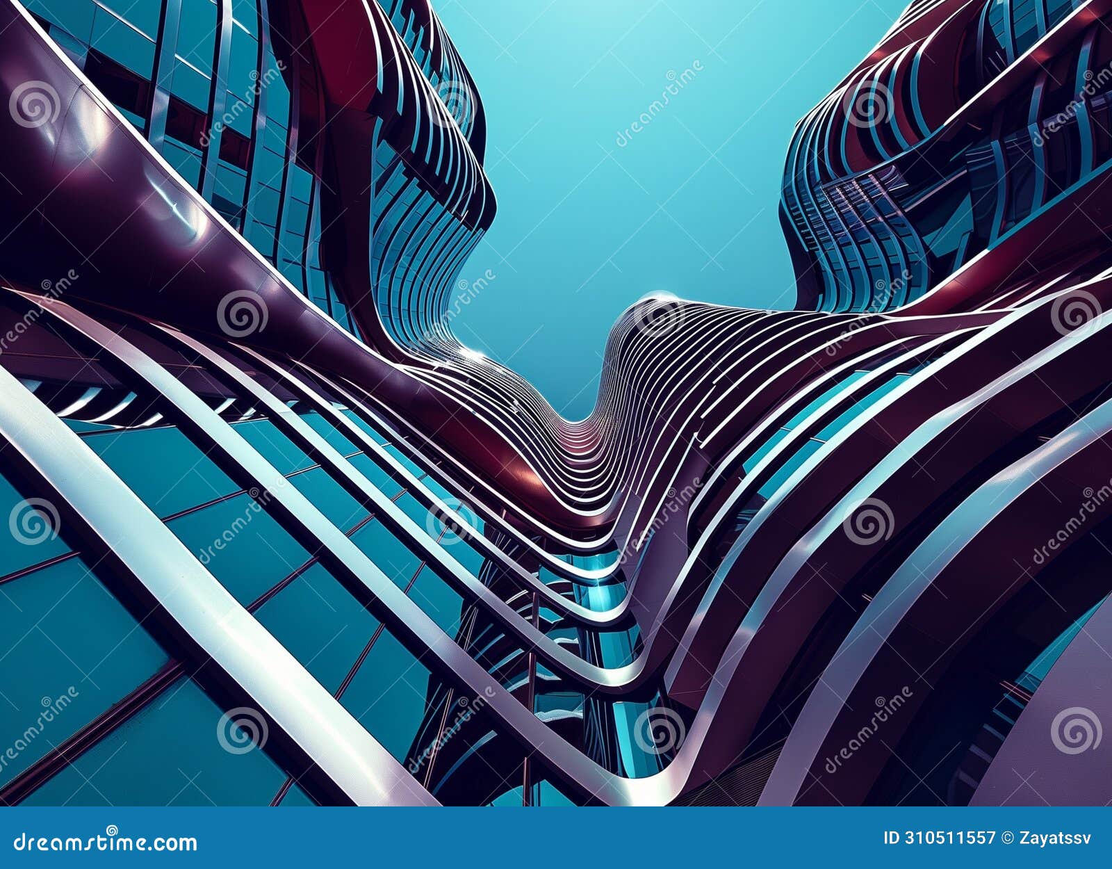 Blue Sky High Rise Building Wavy Shapes Stock Image - Image of ...