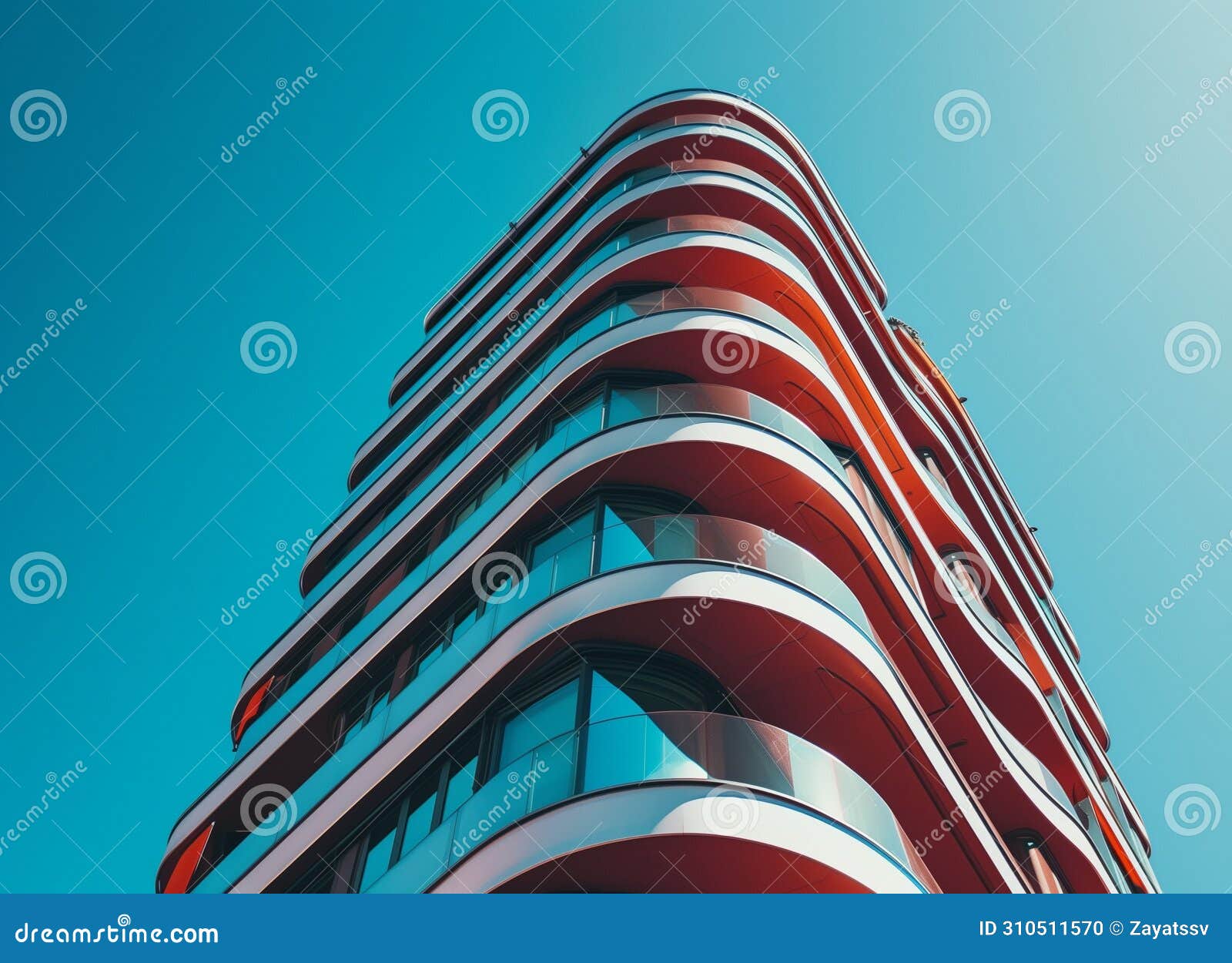 Blue Sky High Rise Building Wavy Shapes Stock Photo - Image of company ...