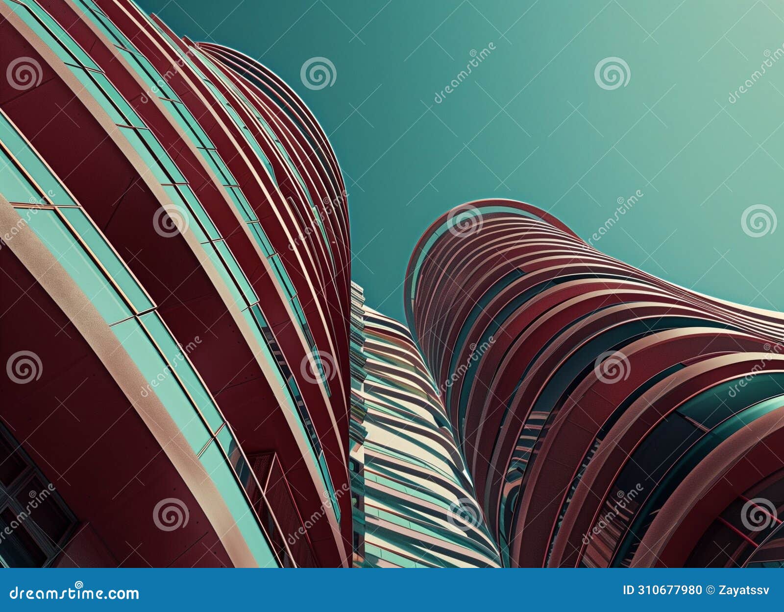 Blue Sky High Rise Building Wavy Shapes Stock Photo - Image of center ...