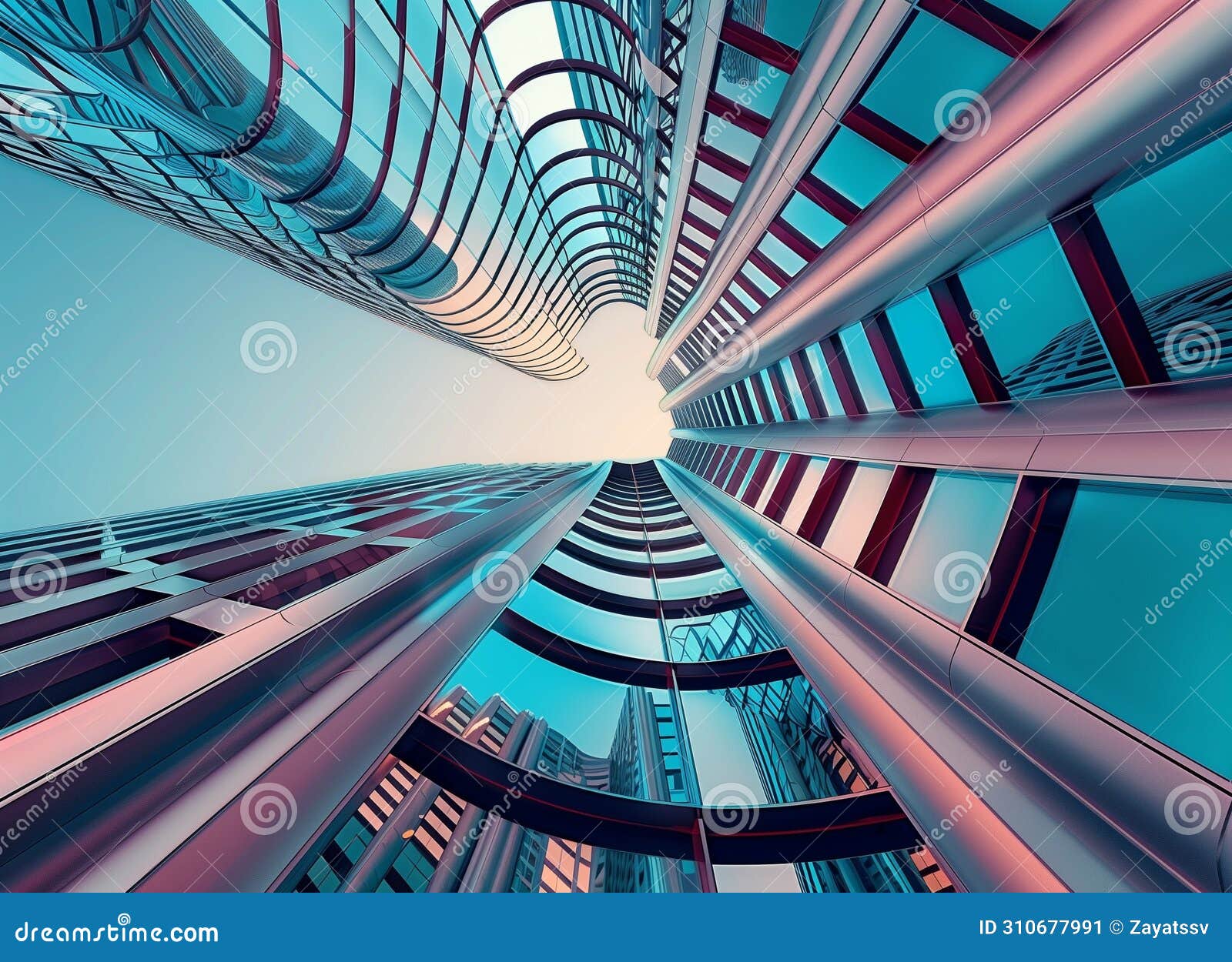 Blue Sky High Rise Building Wavy Shapes Stock Image - Image of high ...