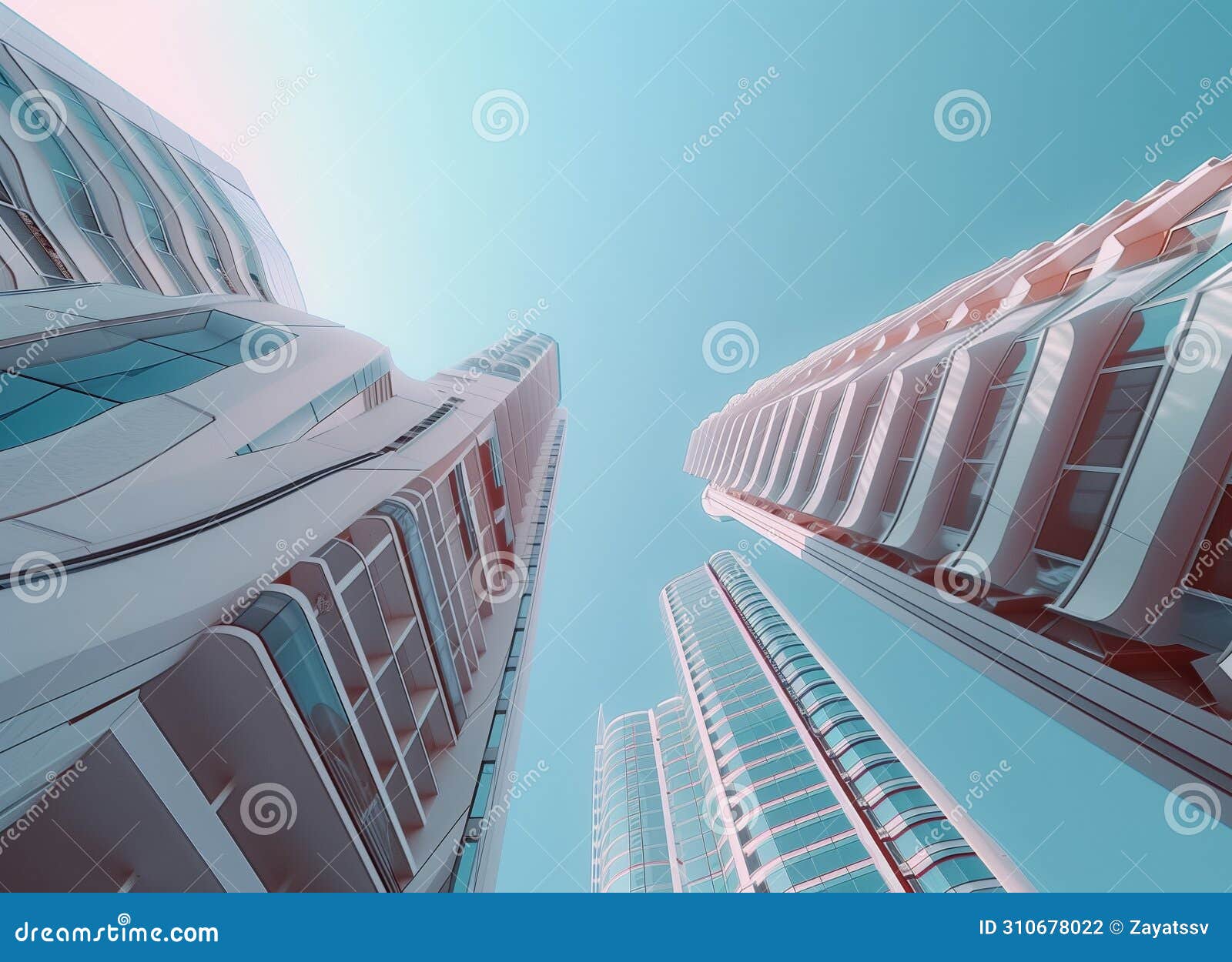 Blue Sky High Rise Building Wavy Shapes Stock Photo - Image of ...